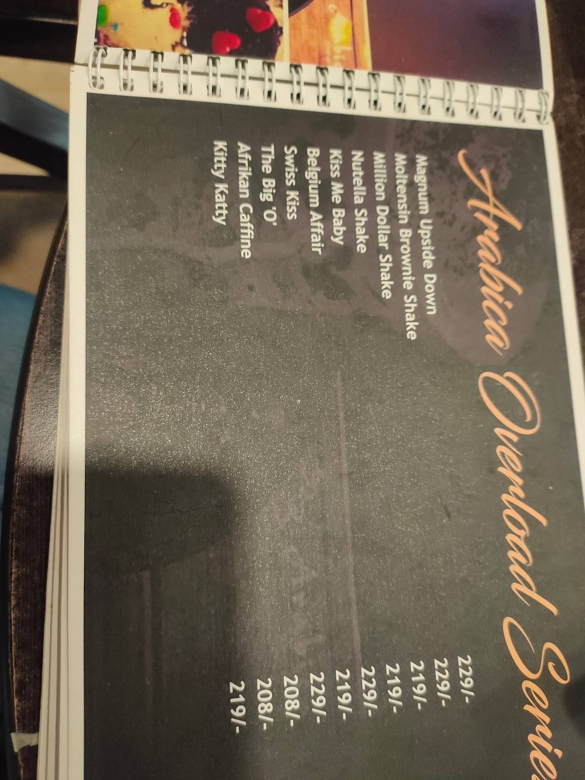 Menu at Arabica Cafe Club, Jodhpur