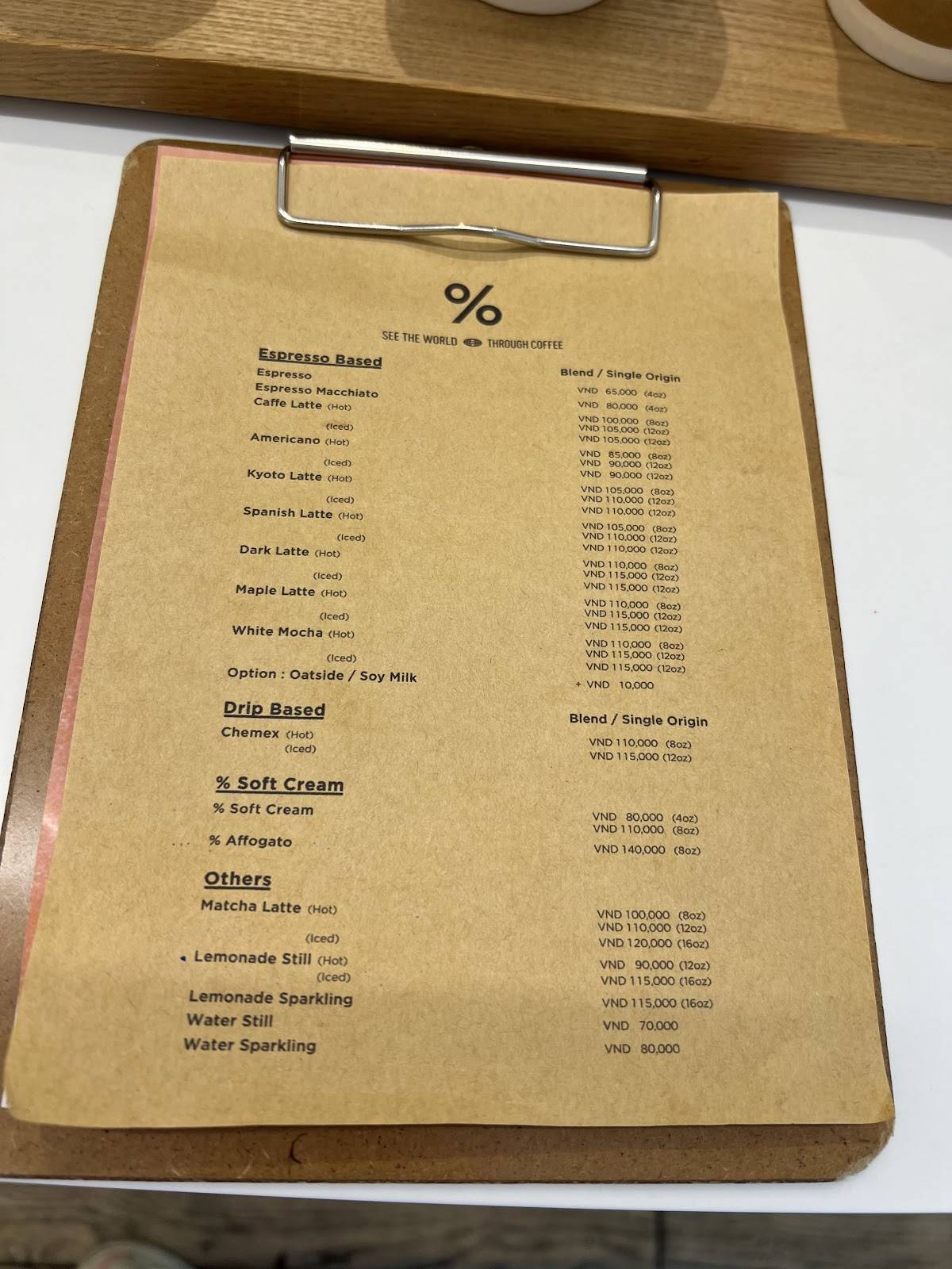 Menu at % Arabica Ho Chi Minh City, Cafe Apartment, Ho Chi Minh City