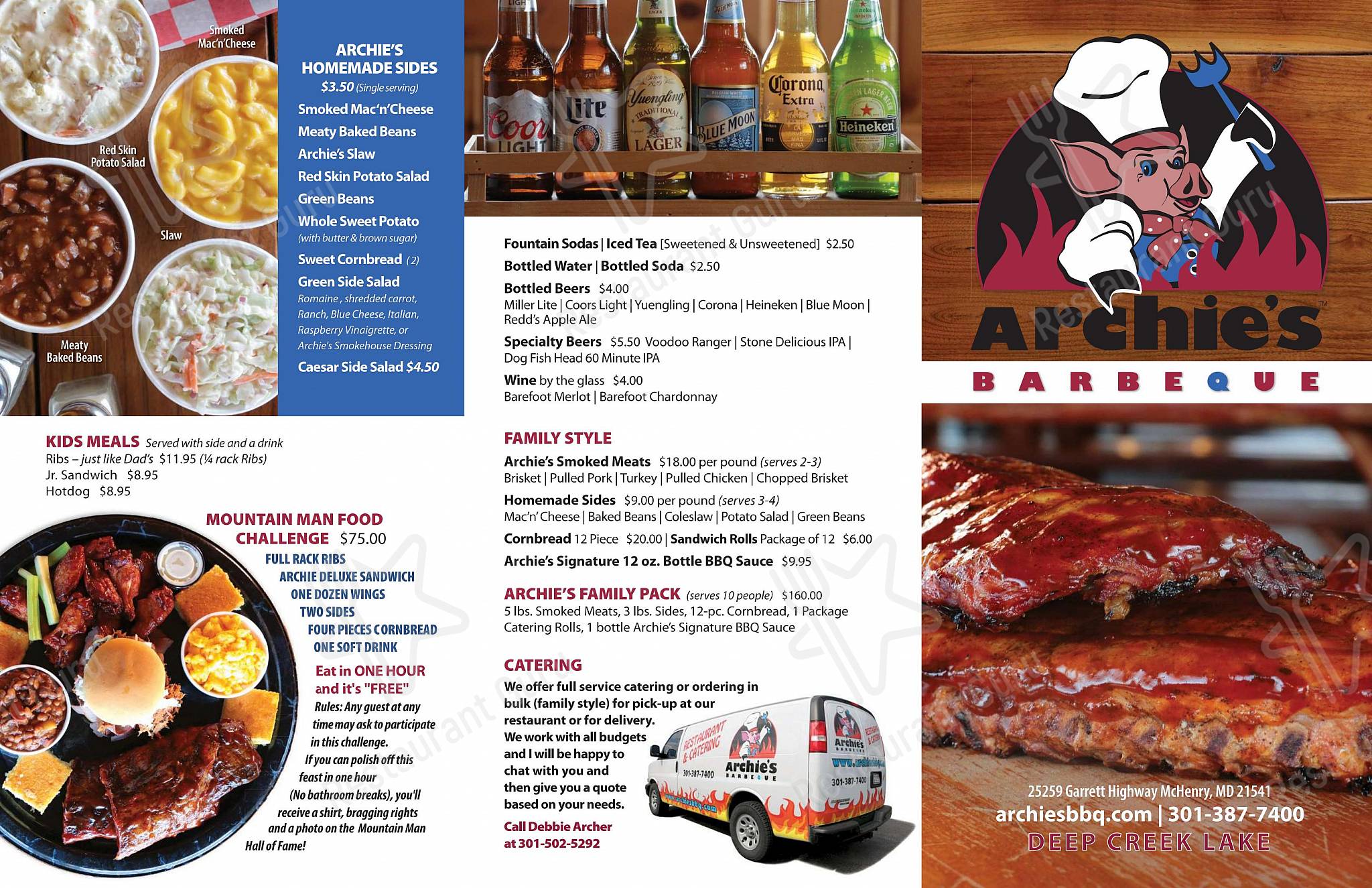 Carta de Archie's BBQ, McHenry