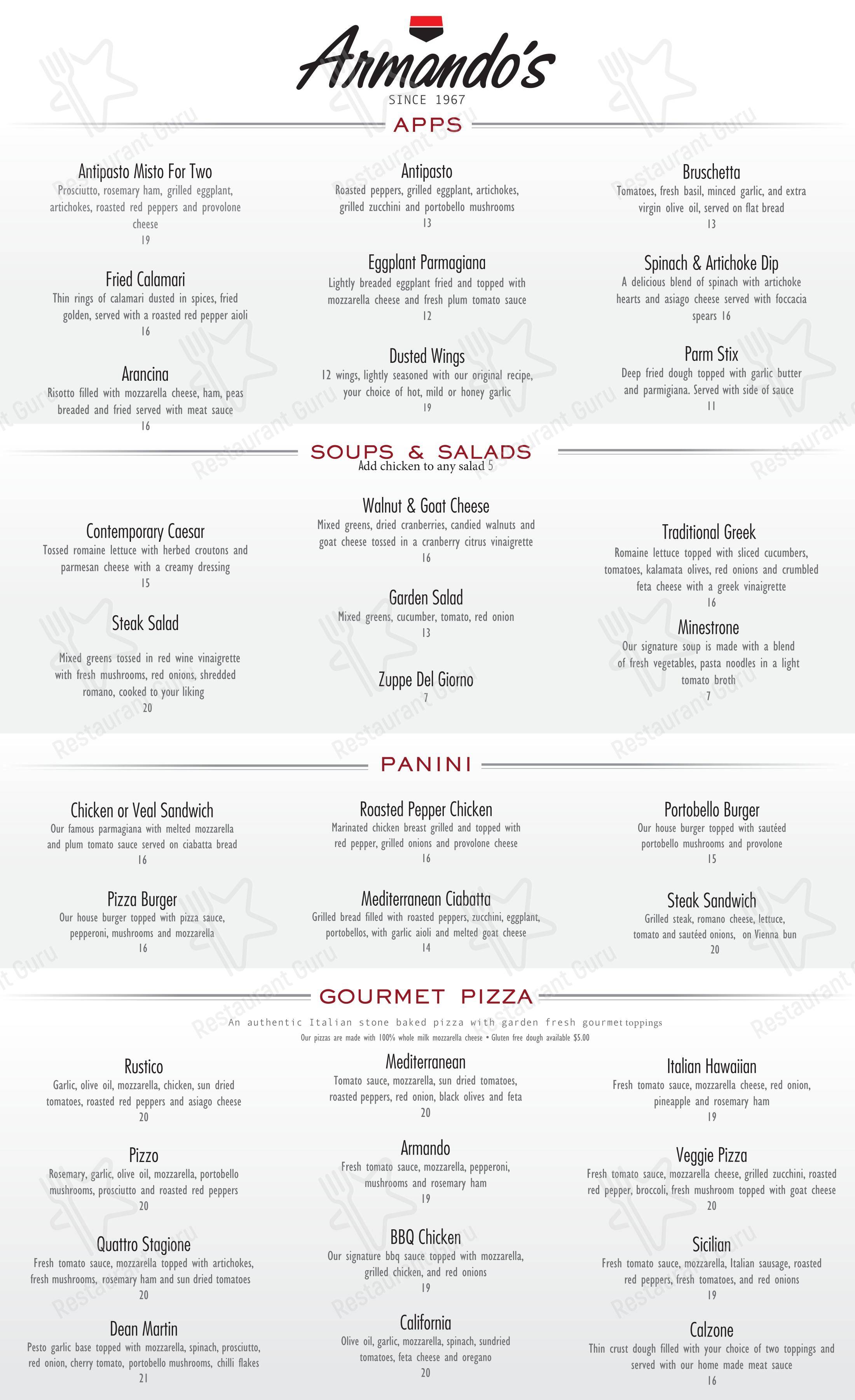 Menu at Armando's Pizza - Walker Rd. pizzeria, Windsor, Walker Rd