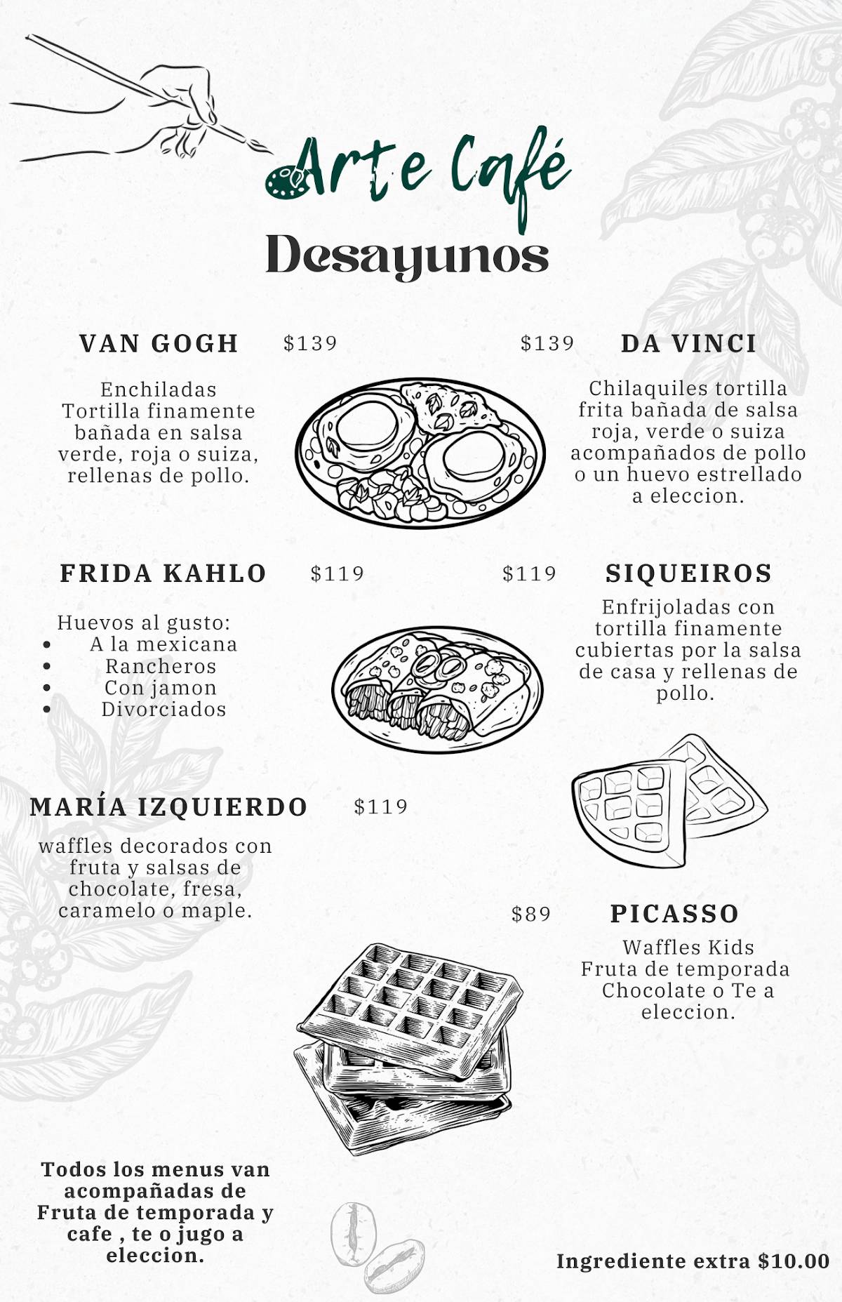 Carta de Arte café AC, San Miguel Zinacantepec