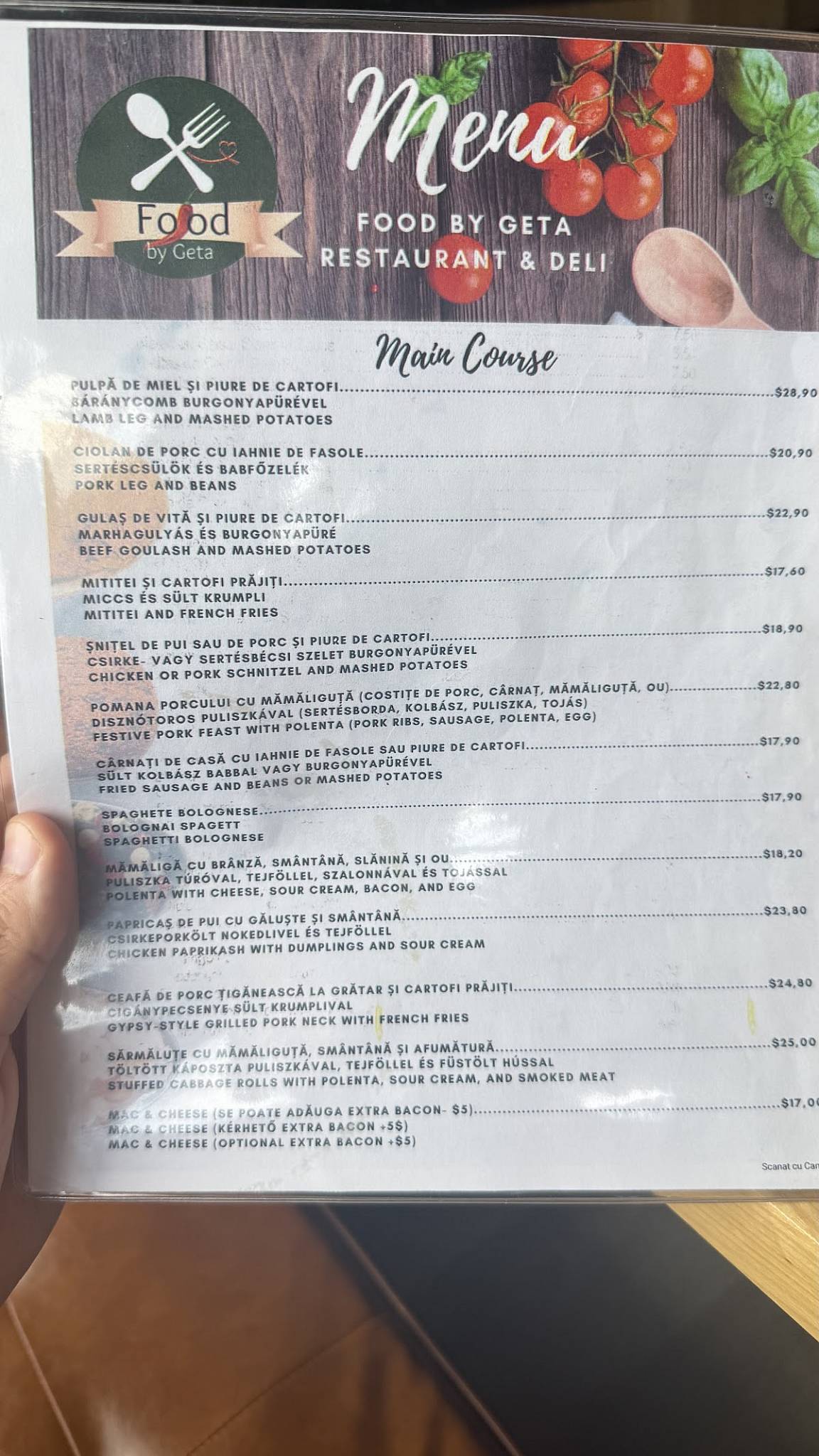 Menu at Artisan Deli- Food by Geta restaurant, Hollywood