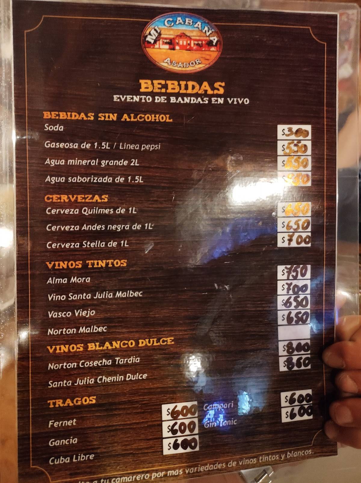 Carta del restaurante Asador Mi Cabaña, Mar del Plata