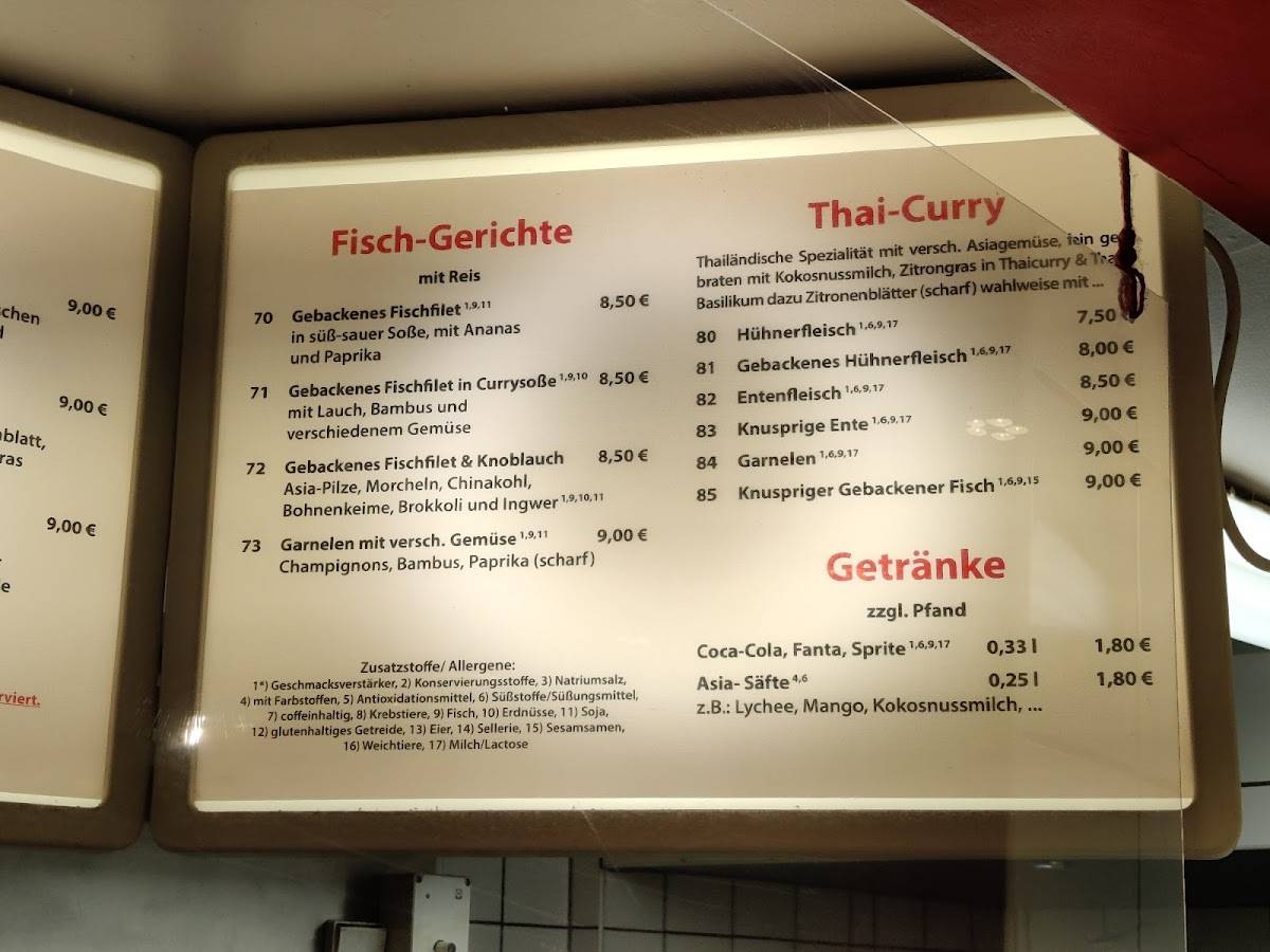 Menu at Asia-Garten restaurant, Chemnitz