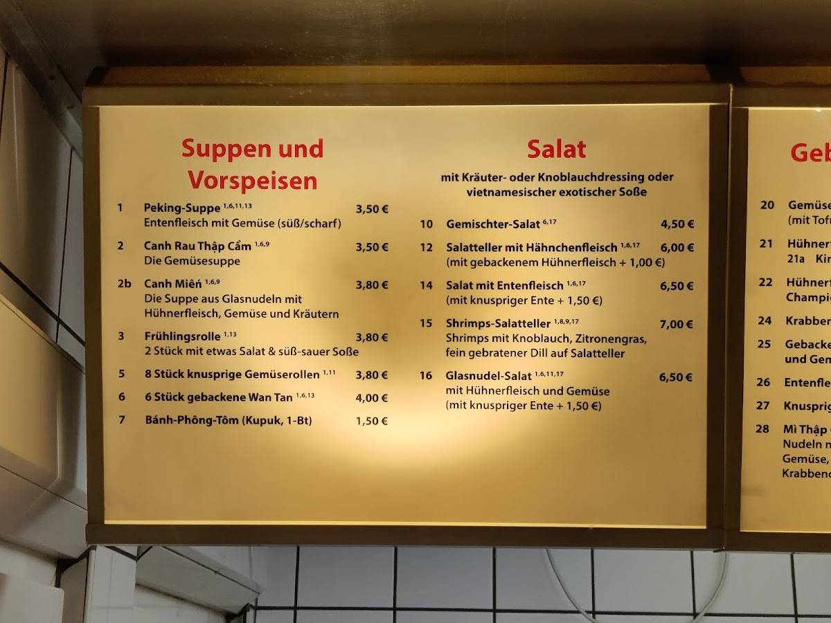 Menu at Asia-Garten restaurant, Chemnitz