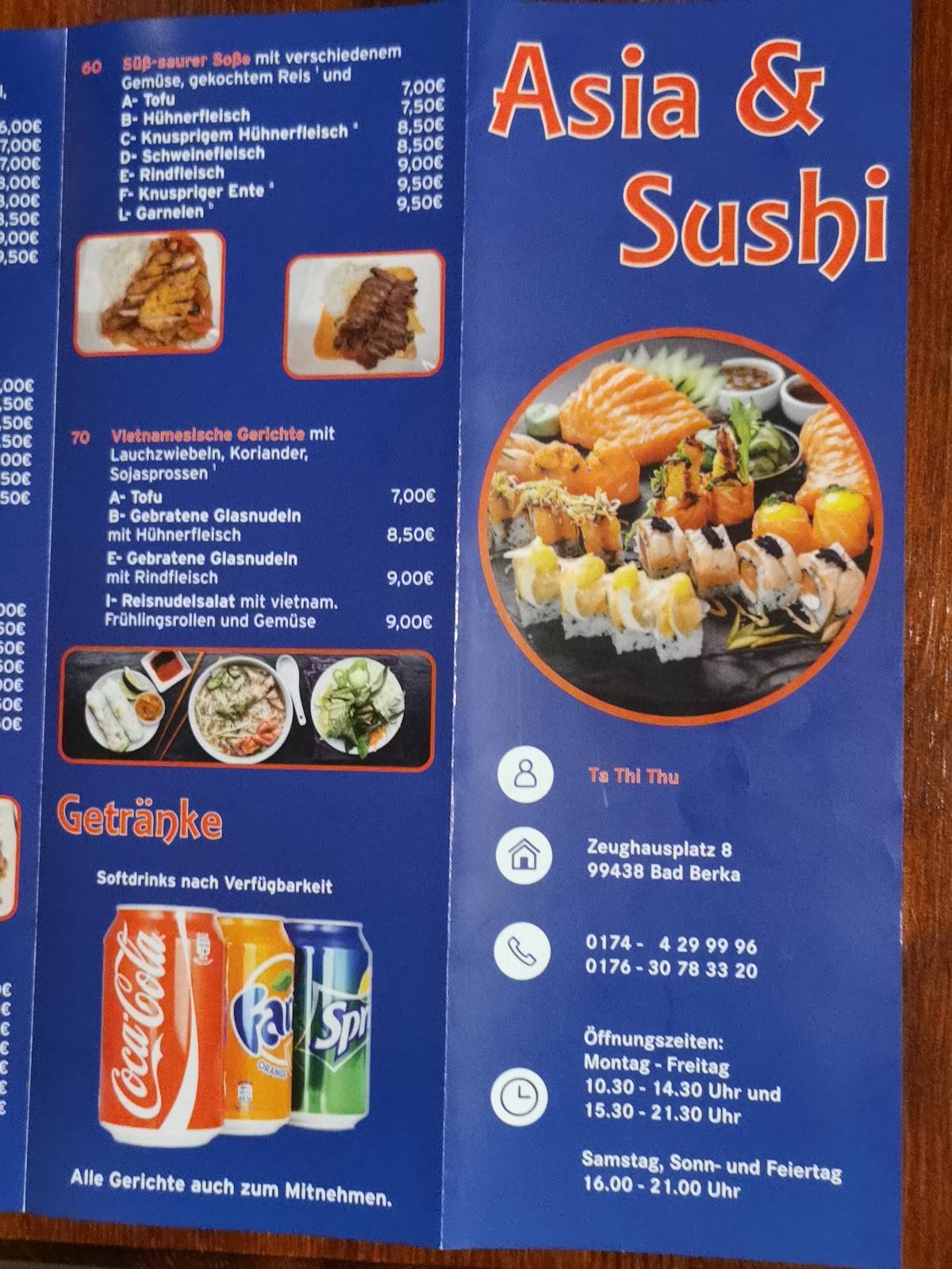 Menu at Asia & Sushi Bistro restaurant, Bad Berka