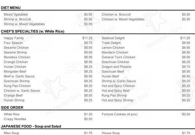 Menu at ASIAN TASTE WENG restaurant, Scranton