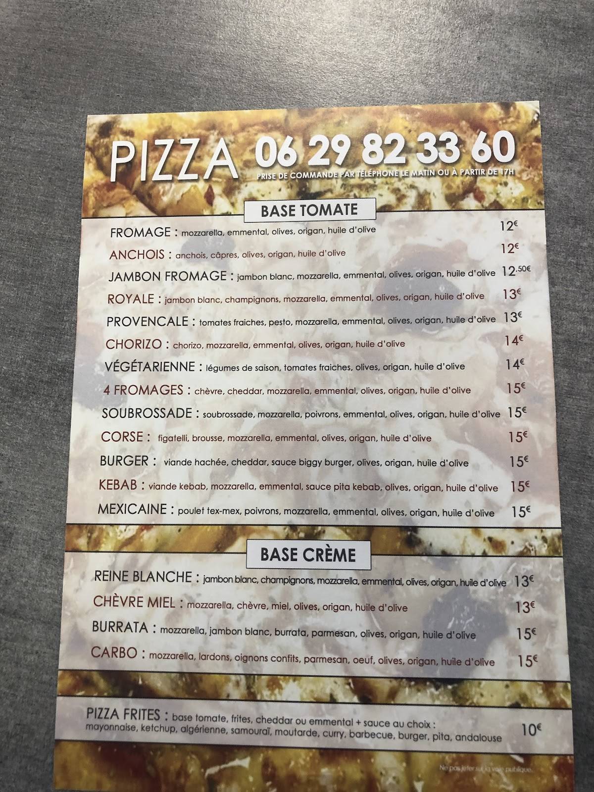 Carta de pizzería Au Bon Léon - Pizza Snack CASTILLO, Six-Fours-les-Plages