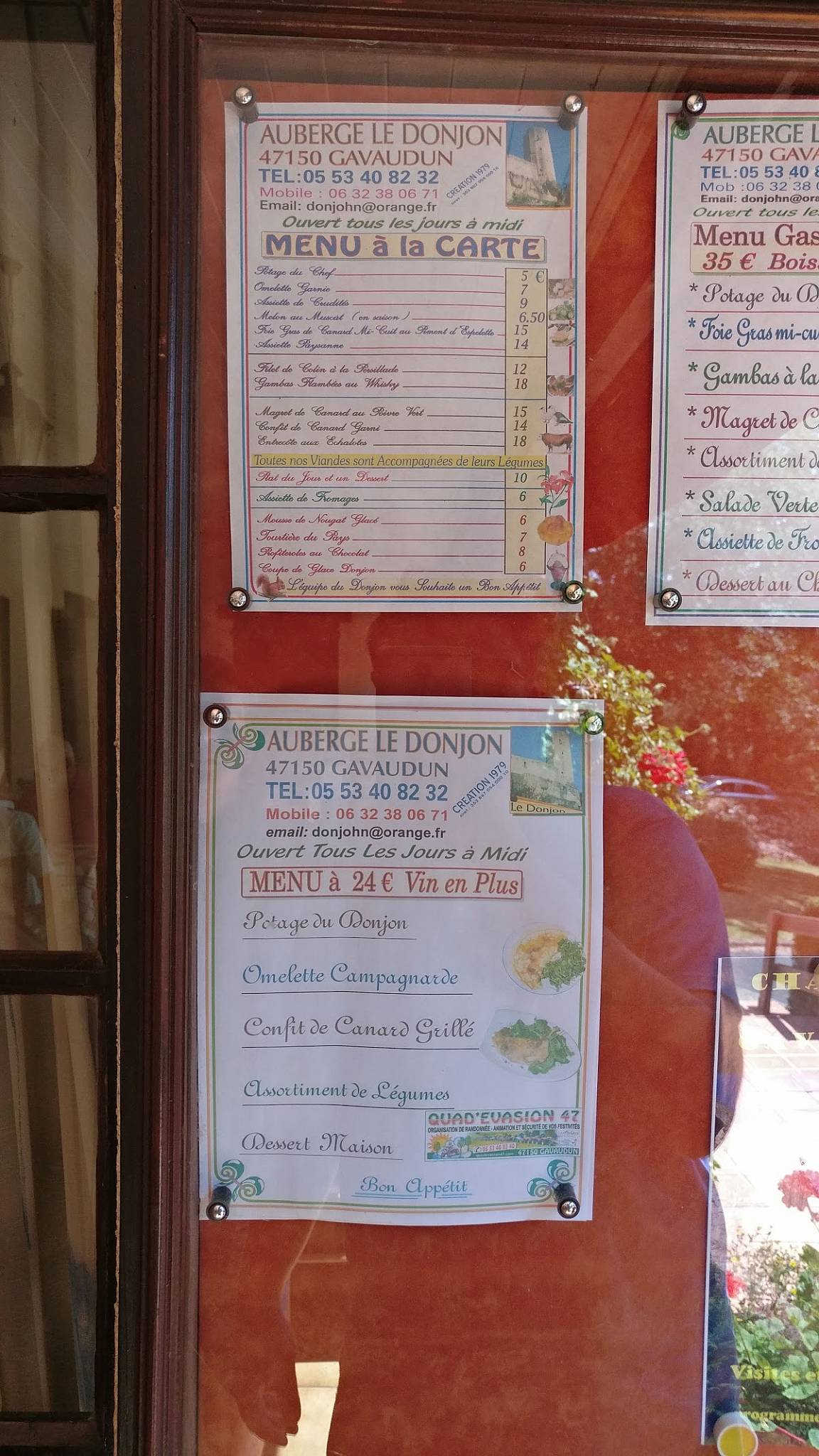 Menu au Auberge Le Donjon restaurant, Gavaudun