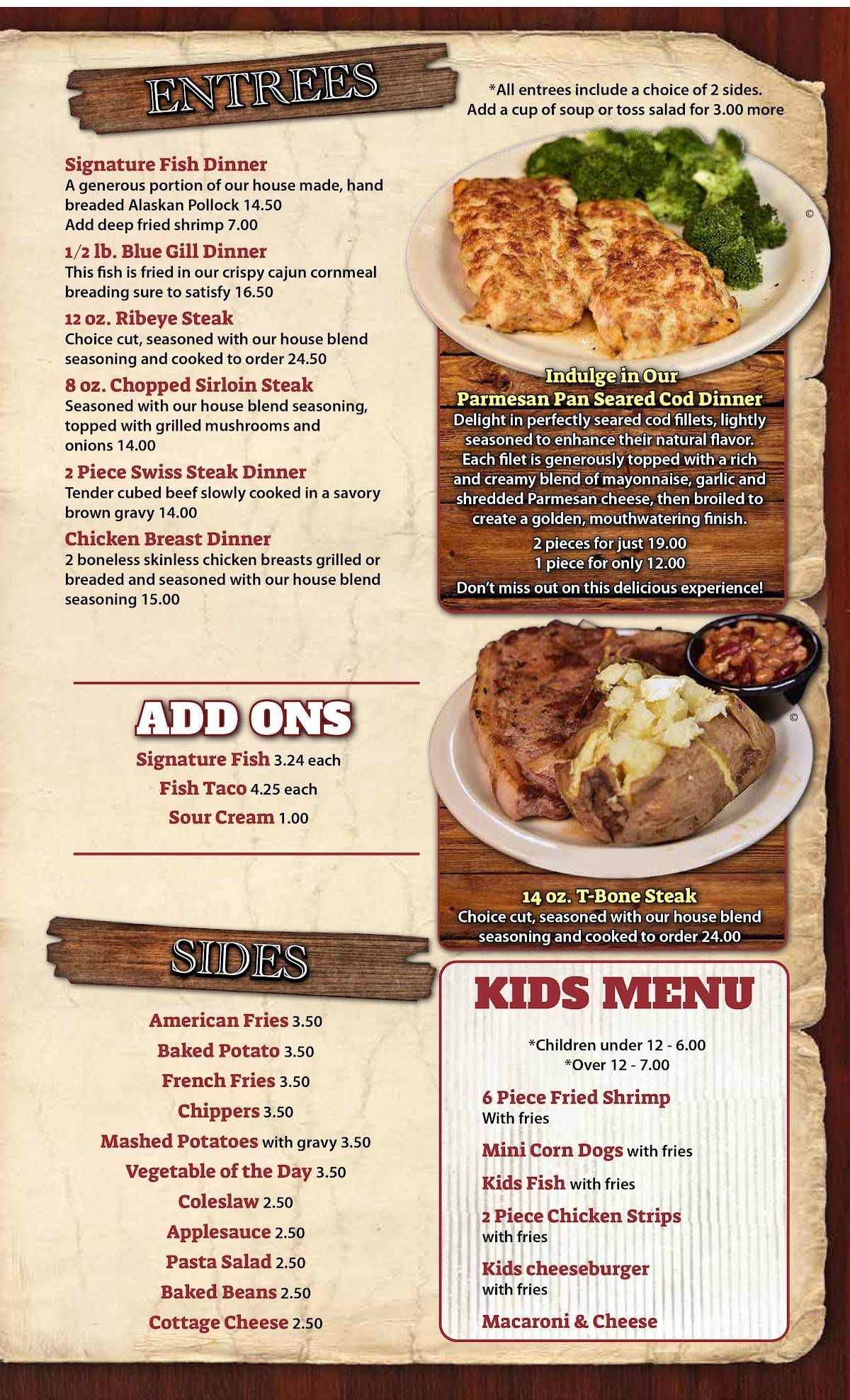 Menu at Auburn's Town Tavern restaurant, Auburn
