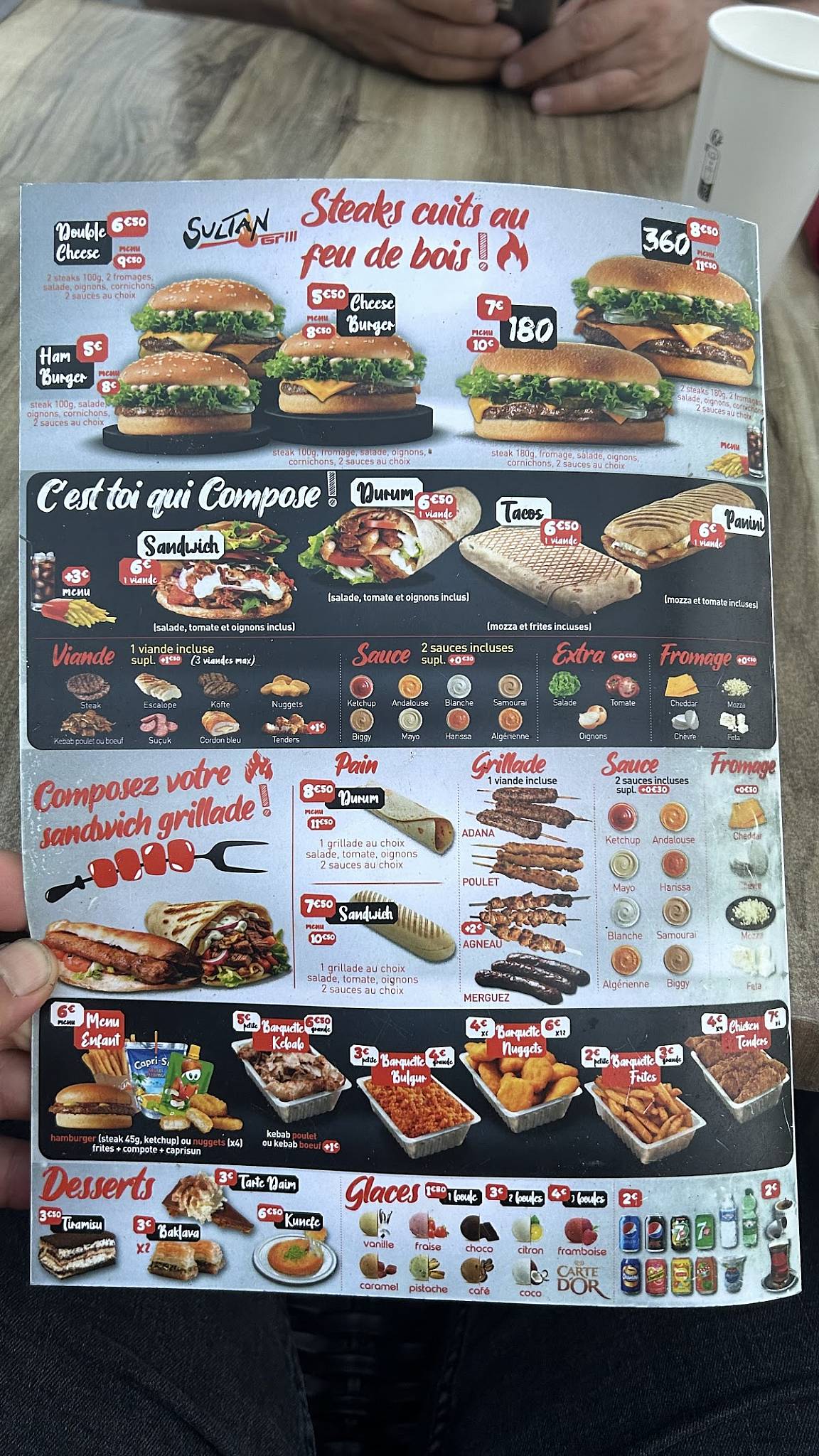 Menu au Sultan Grill restaurant, Audincourt