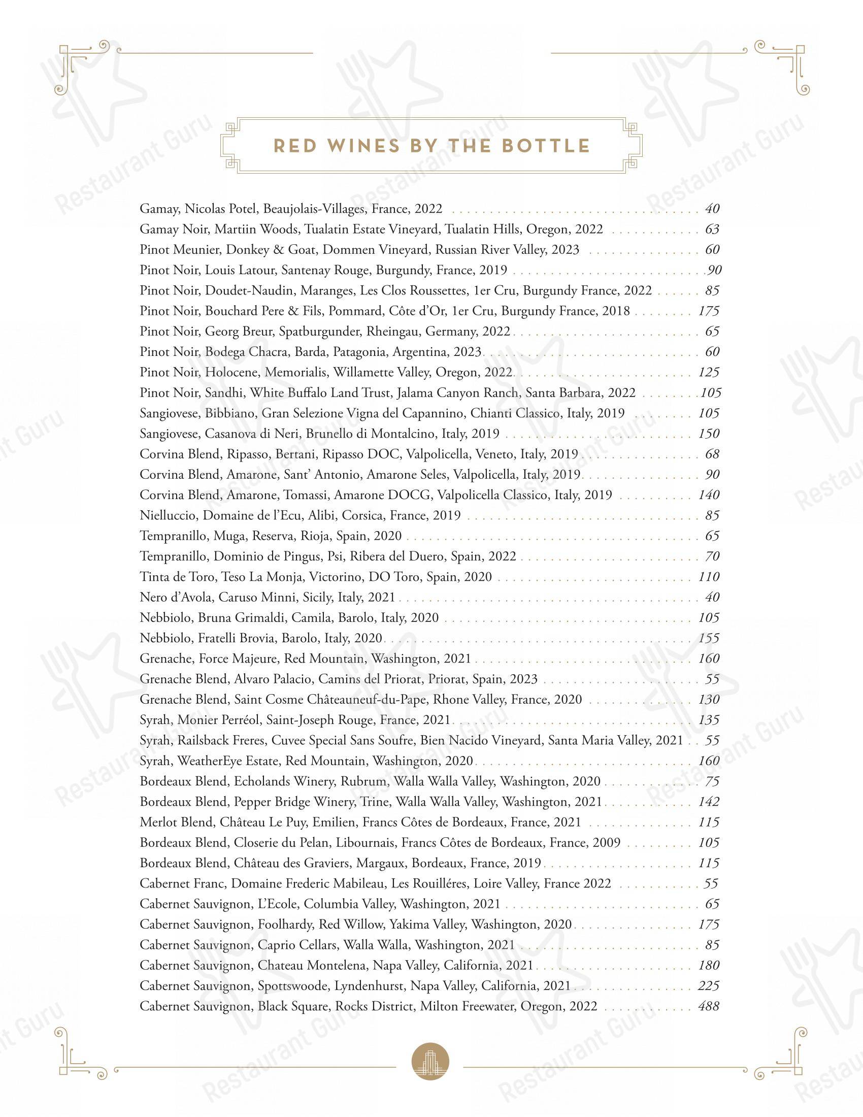 Menu at Avery Restaurant, Boise