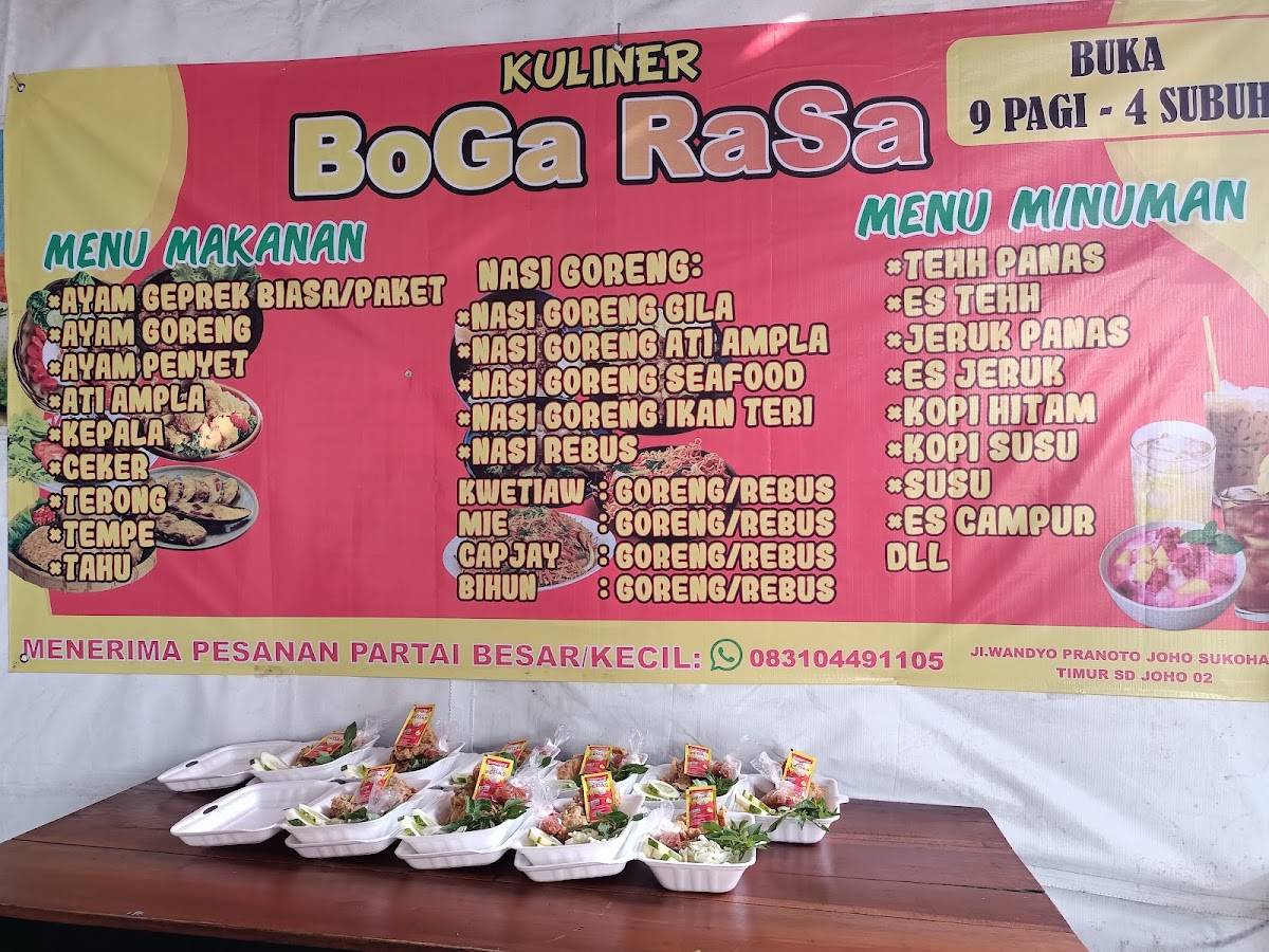 Carta de Ayam Geprek Dan Nasi Goreng Boga Rasa, Karanglor