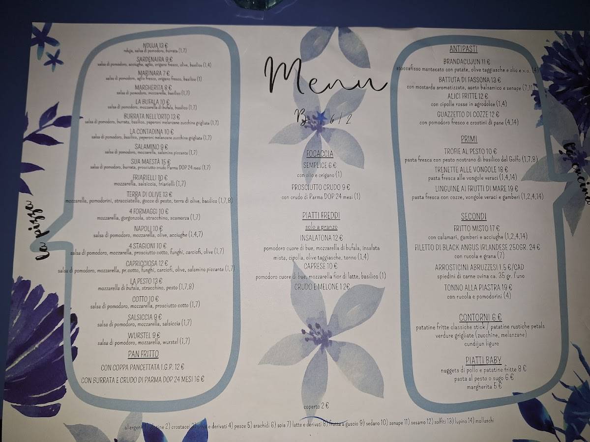 Menu at B 612 restaurant, Diano Marina