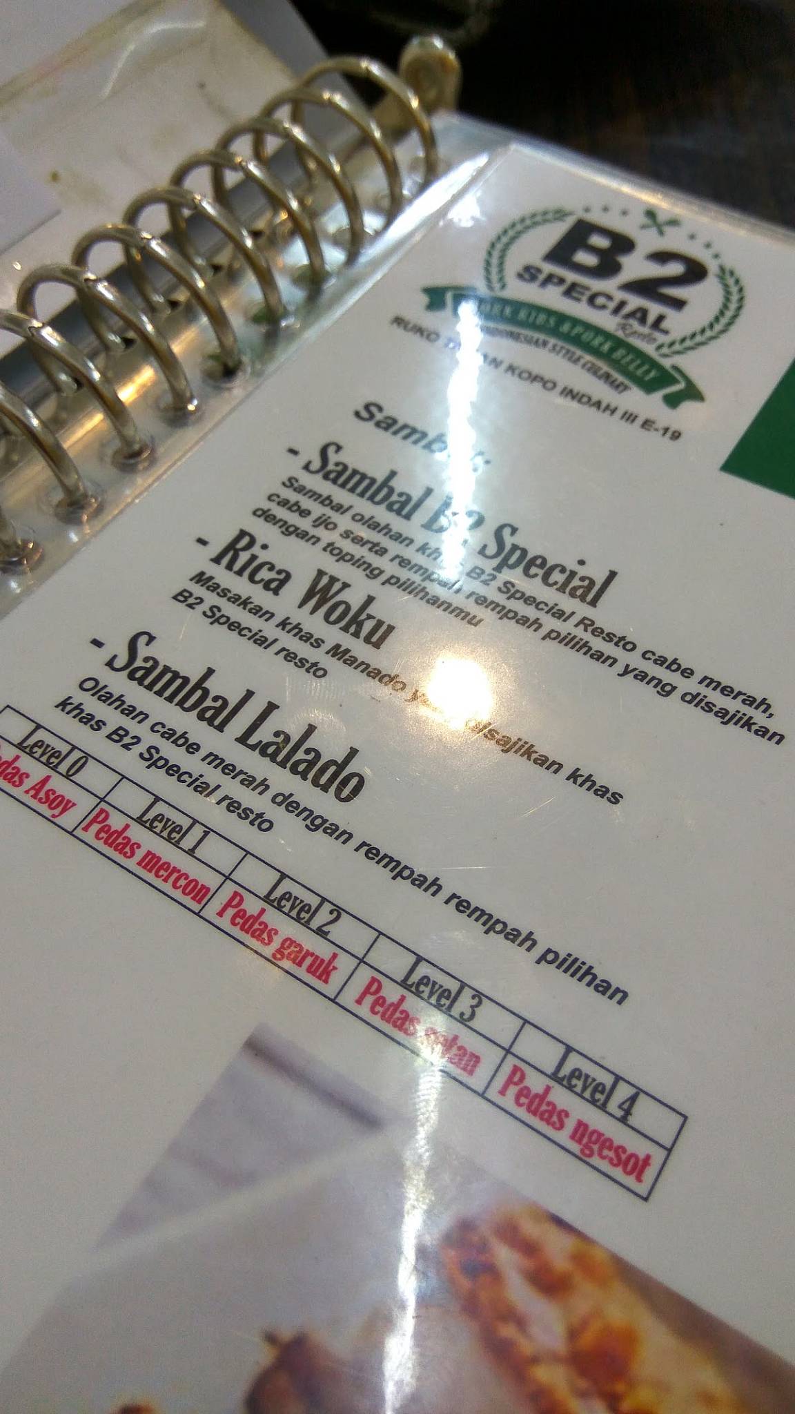 Menu at B2 Special resto restaurant, Bandung
