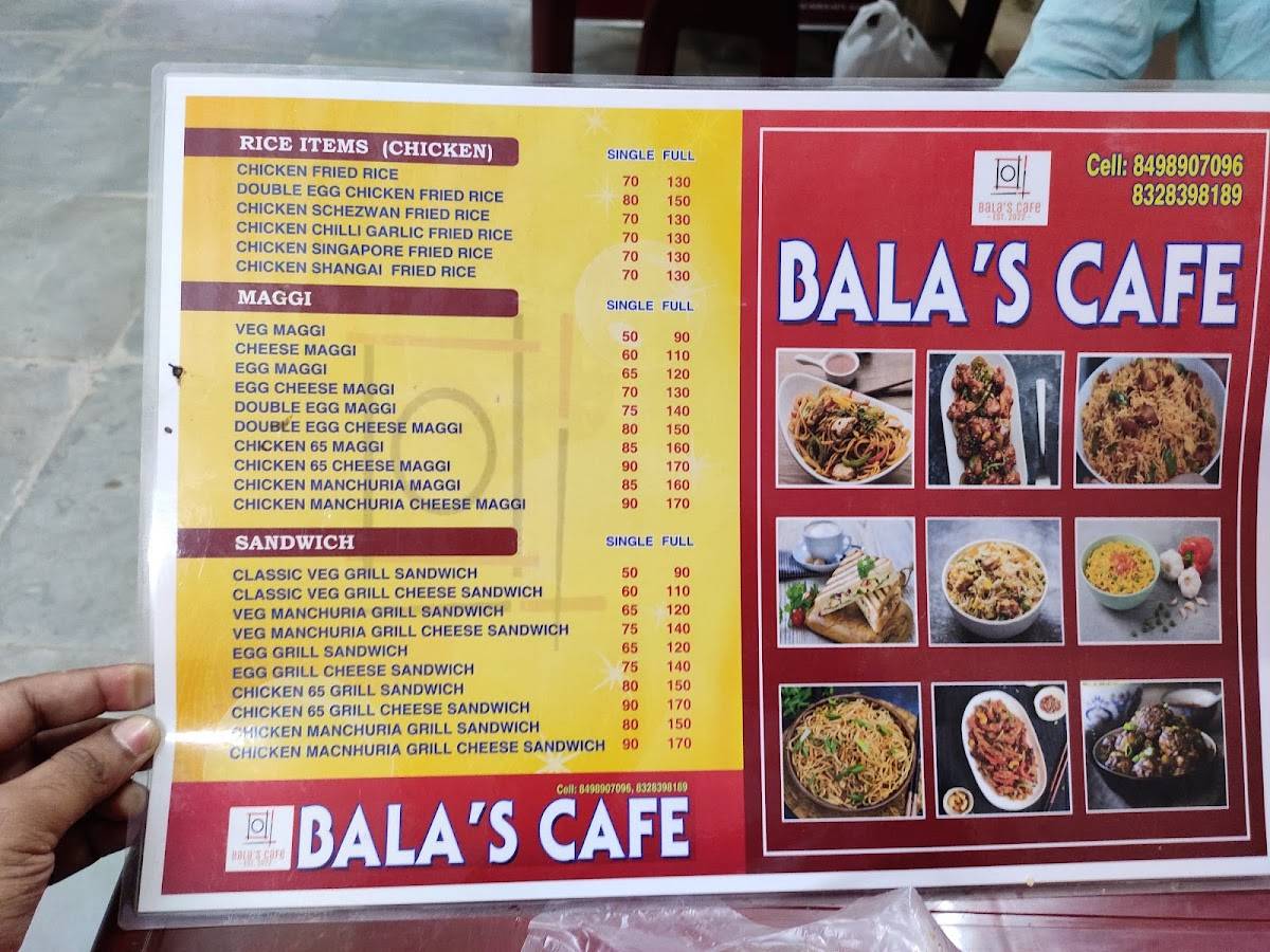 Menu at BALA'S CAFE, Hyderabad