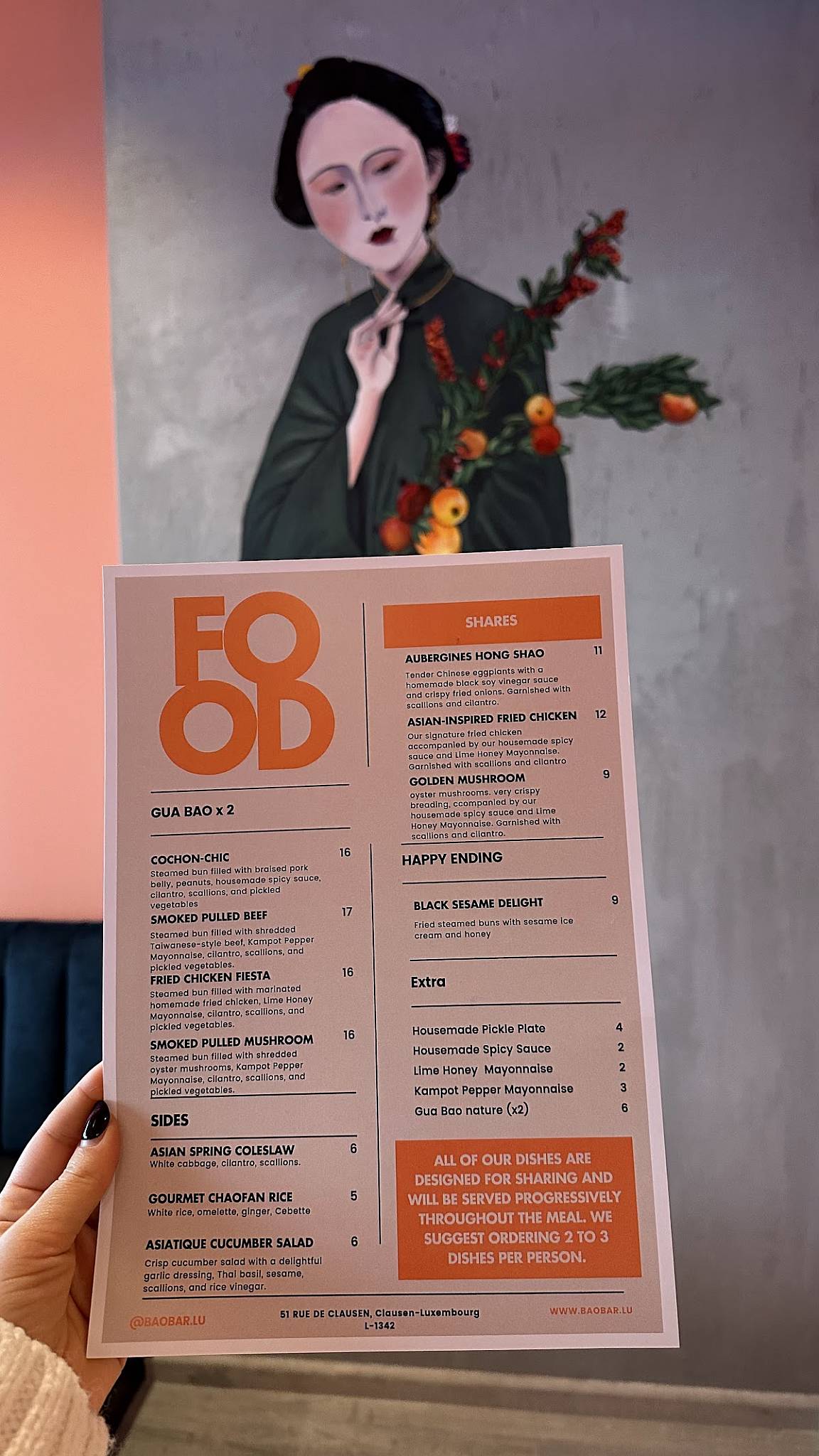 Menu au Bao Bar, Luxembourg