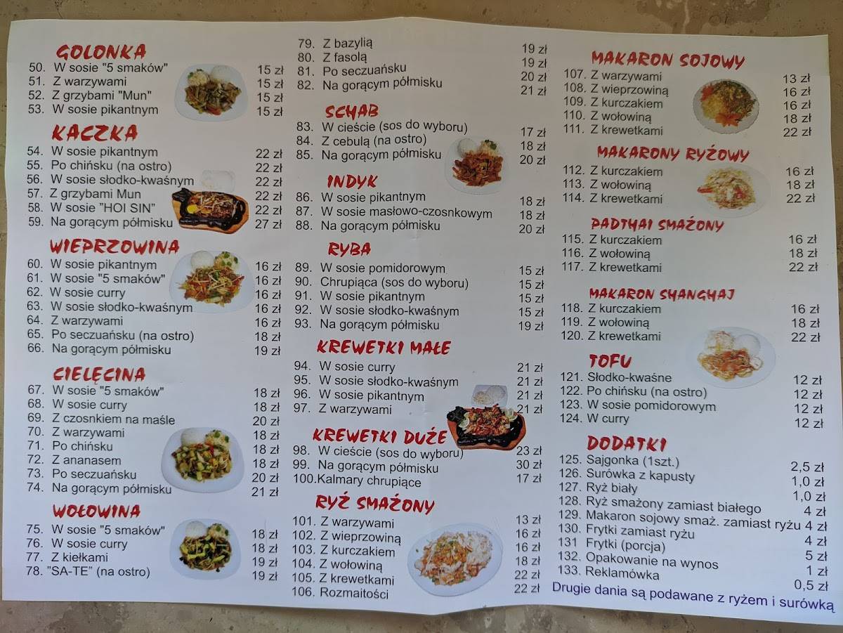 Menu at Bar Wok Chilli, Warsaw