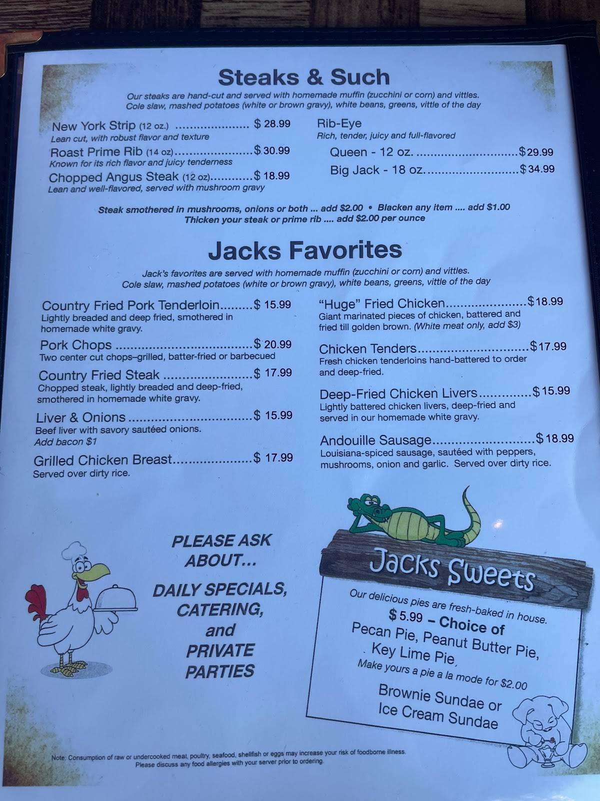Menu at Cracklin' Jack's BBQ, Golden Gate