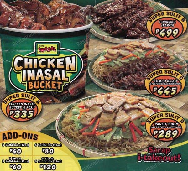 Menu at Mang Inasal BBQ, Manila, Corner A.S. Padilla and Ongpin Streets
