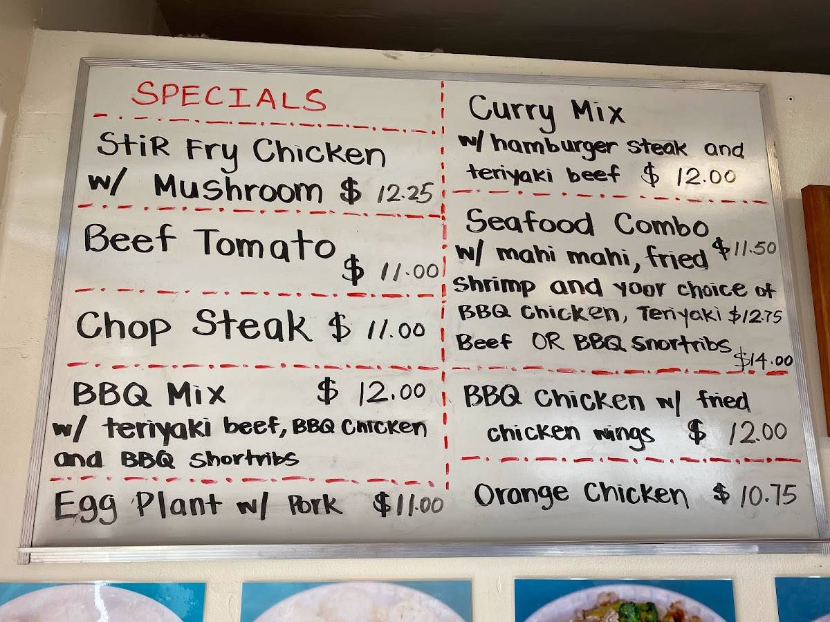 Menu at Mark's Drive Inn BBQ, Honolulu