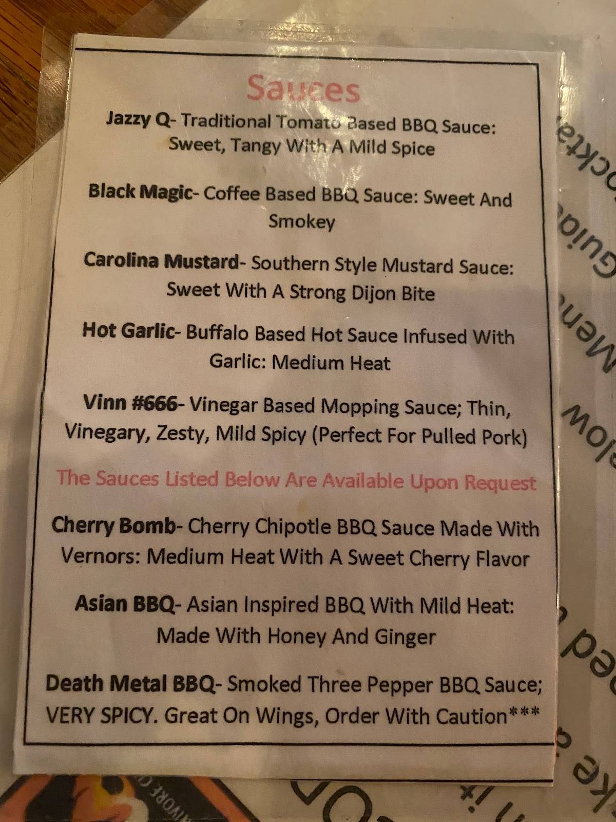 Menu at Meat BBQ, Lansing, Turner Rd