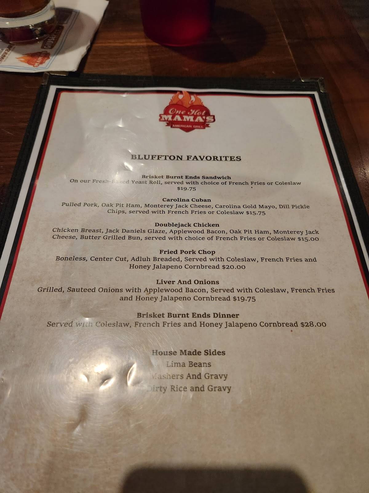 Menu at One Hot Mama's BBQ, Bluffton, 104 Buckwalter Pkwy Suite 1A