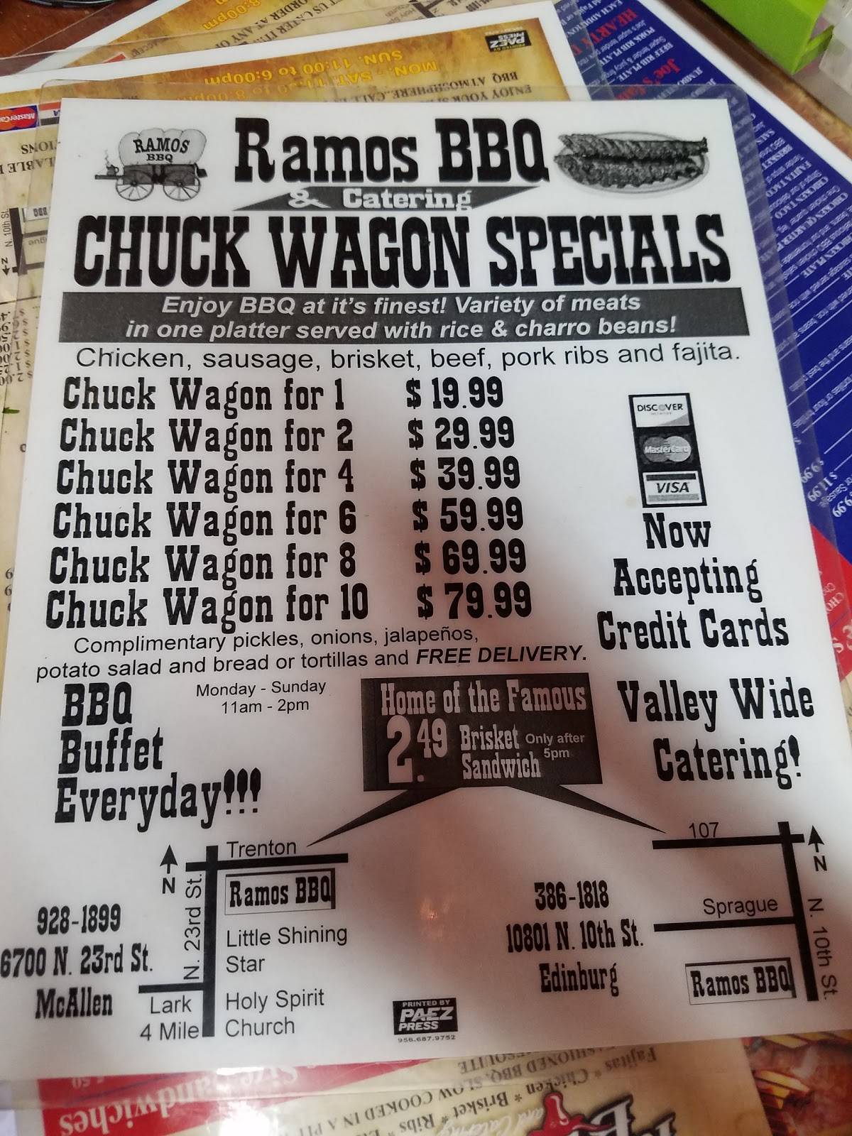 Menu at Ramos BBQ & Catering, McAllen, N 10th St
