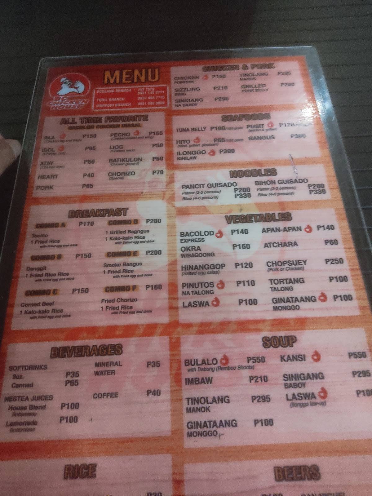 Menu at BC Chicken House - Marfori Branch restaurant, Davao City