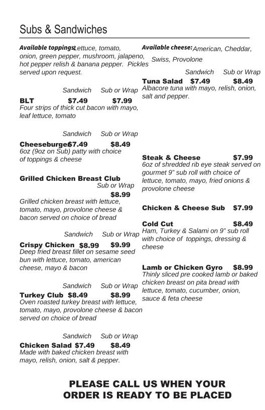 Menu at BLT Grill cafe, Montgomery Village