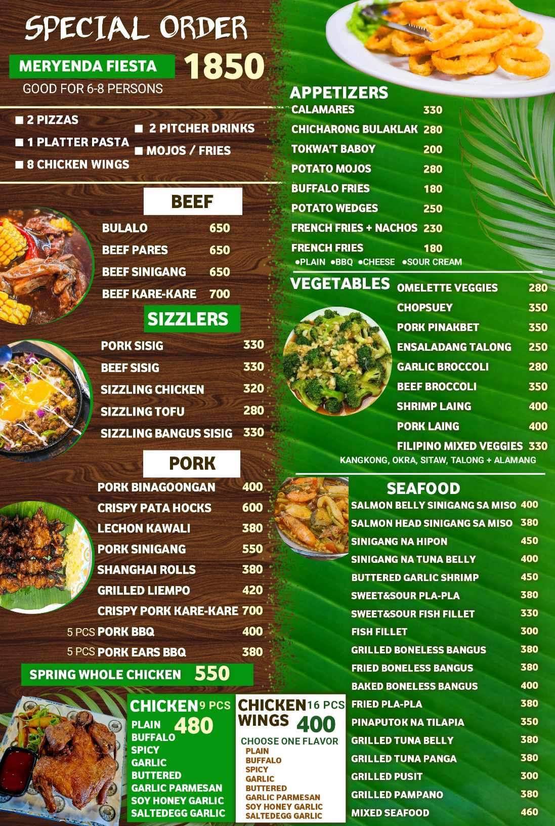 Menu at BNK Cafe & Resto - Budbod ni Nanay Kaling, Tanay
