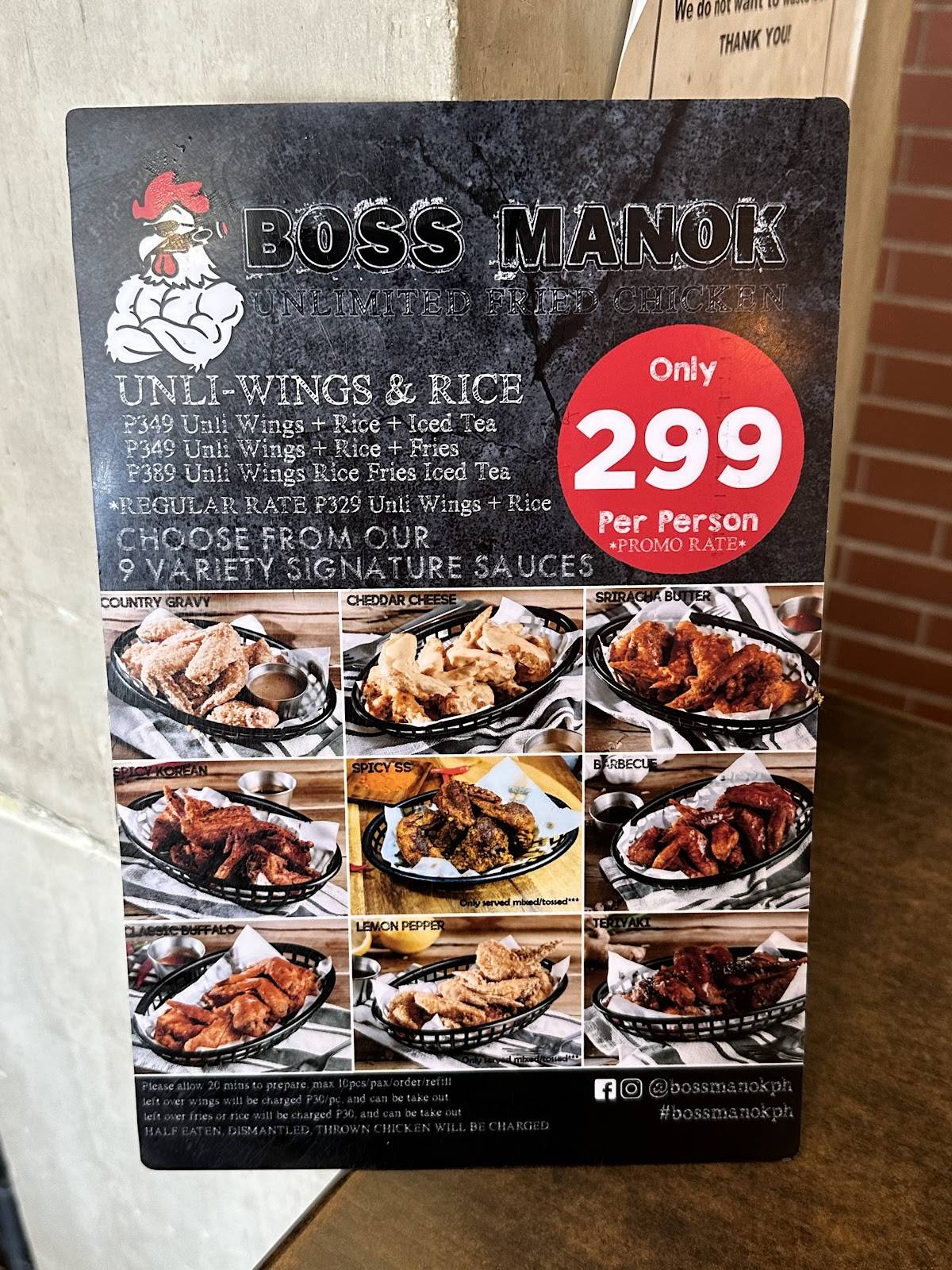 Menu at BOSS Manok restaurant, Cebu City, 21-D