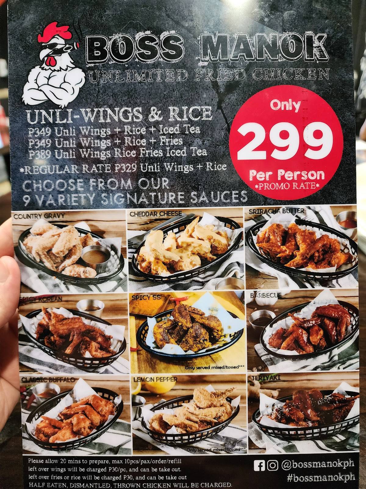 Menu at BOSS Manok restaurant, Cebu City, 21-D