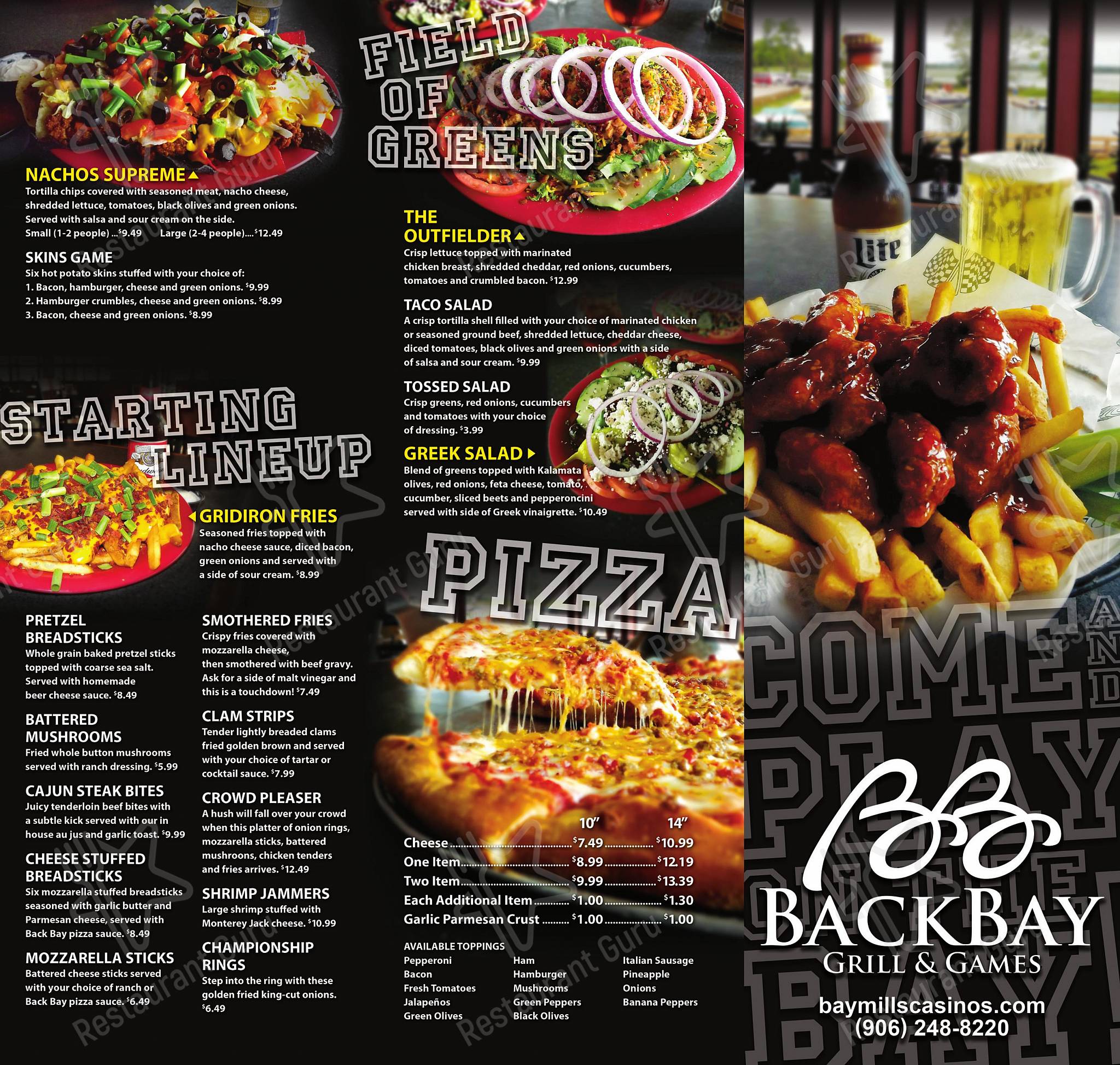 Menu at Bay Mills Resort & Casino restaurant, Brimley