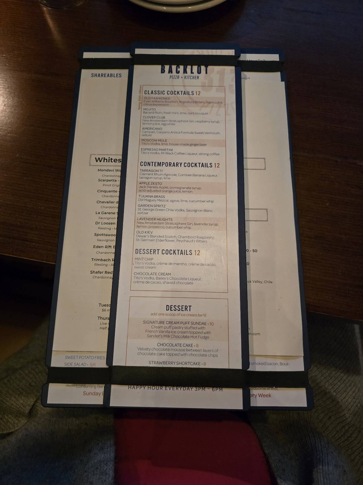 Menu at Backlot Pizza + Kitchen pub & bar, Omaha