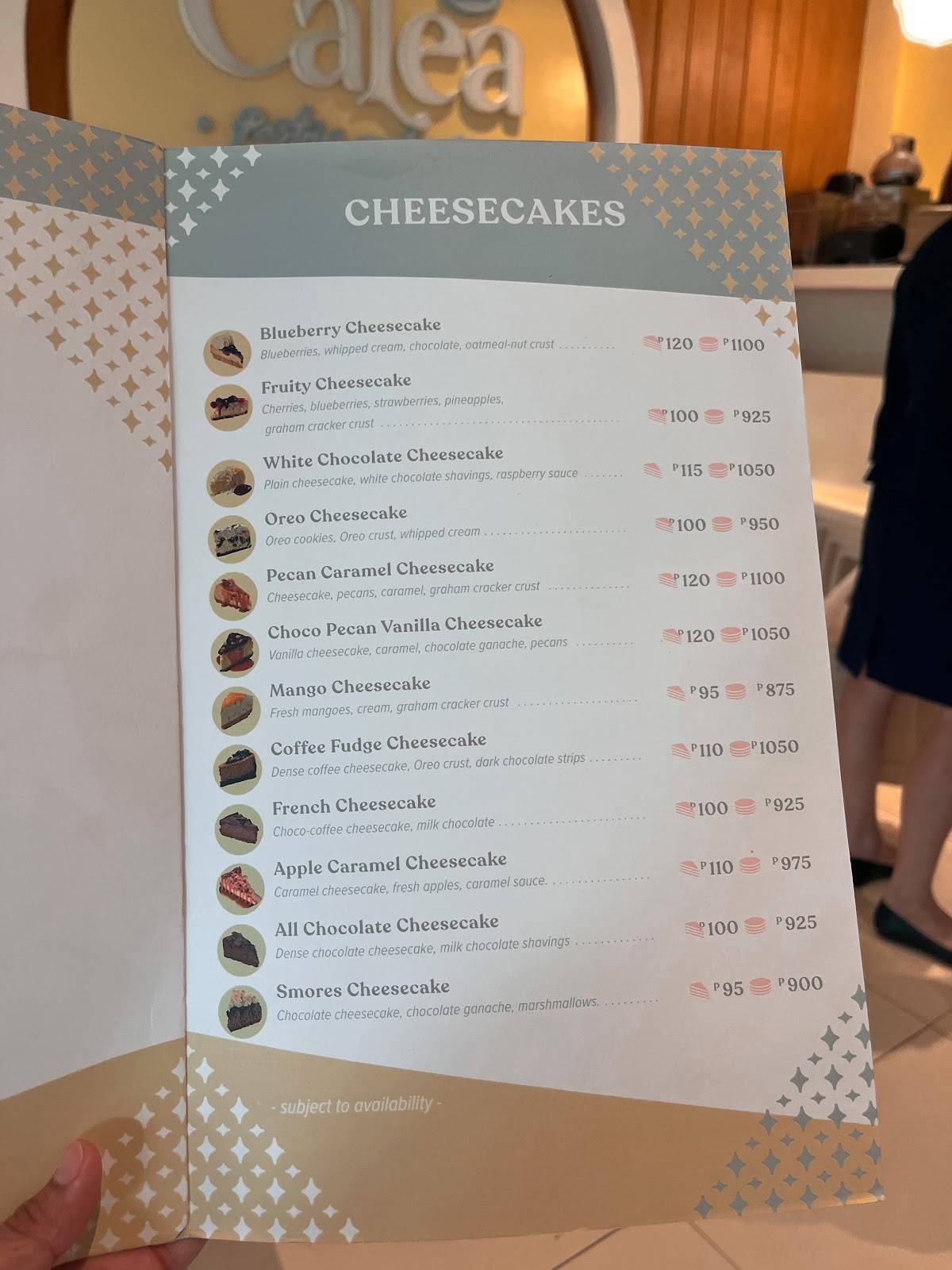 Menu at Calea Pastries & Coffee desserts, Bacolod, Balay Quince