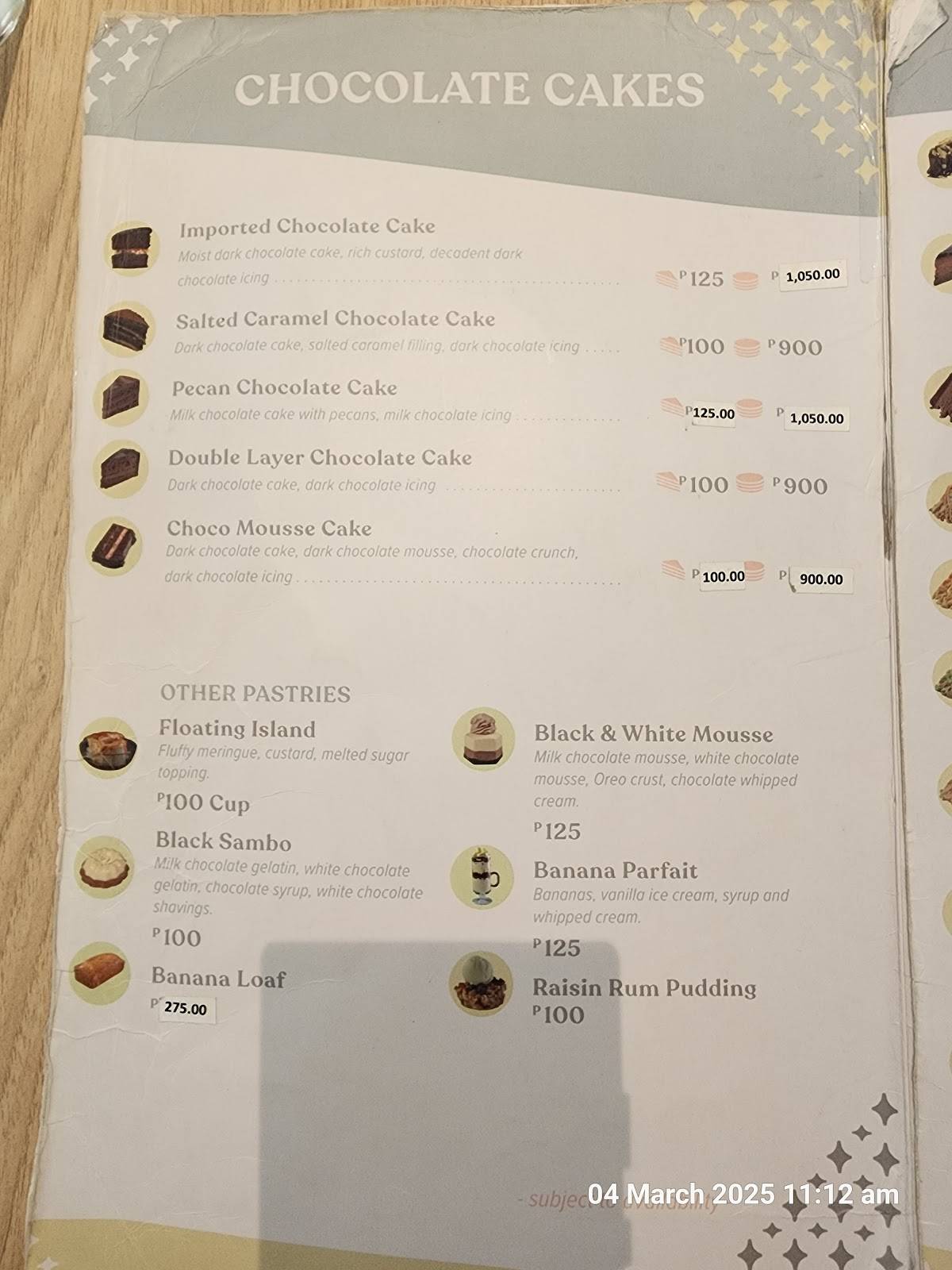 Menu at Calea Pastries & Coffee cafe, Bacolod, Balay Quince