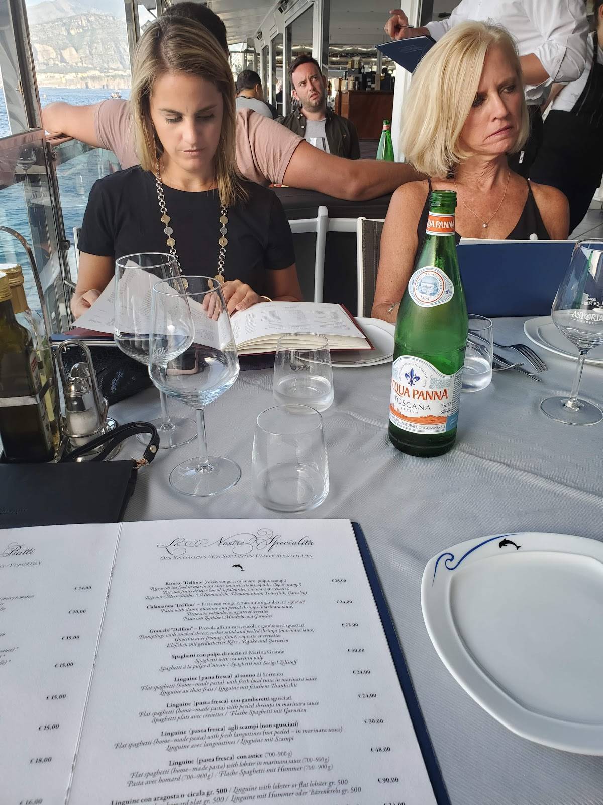 Menu at Bagni Delfino restaurant, Sorrento