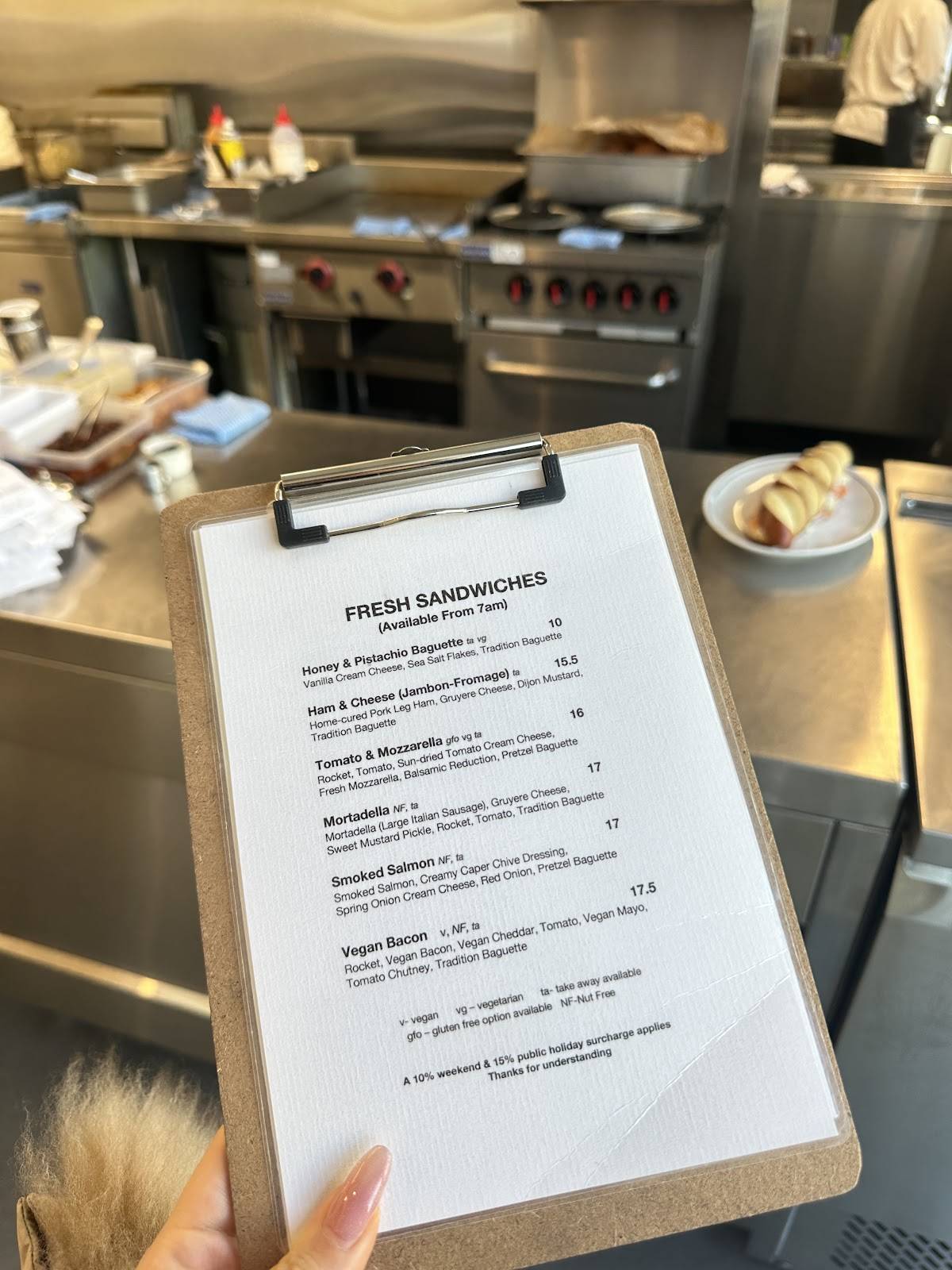 Menu at Baguette Studios cafe, North Melbourne