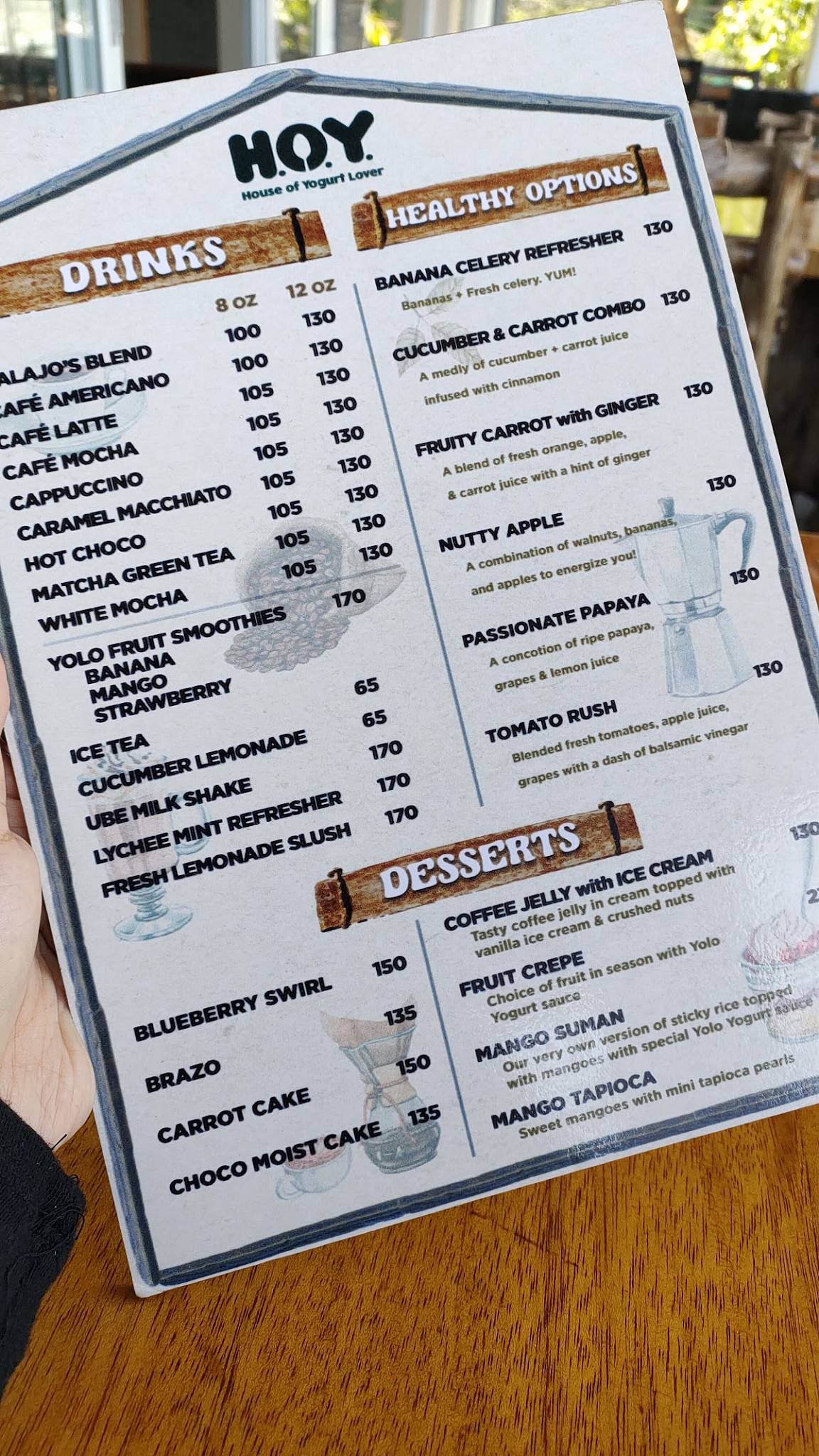 Menu at House of Yogurt Lover (H.O.Y.) restaurant, Baguio