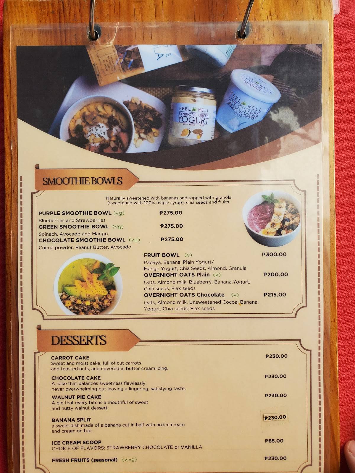 Menu at The Cozy Cove restaurant, Baguio