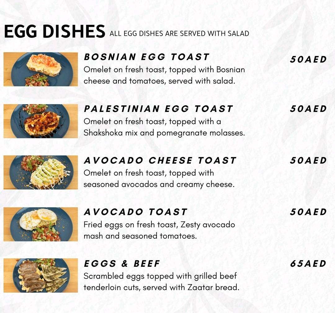 Menu at Bait of Yum restaurant, Abu Dhabi
