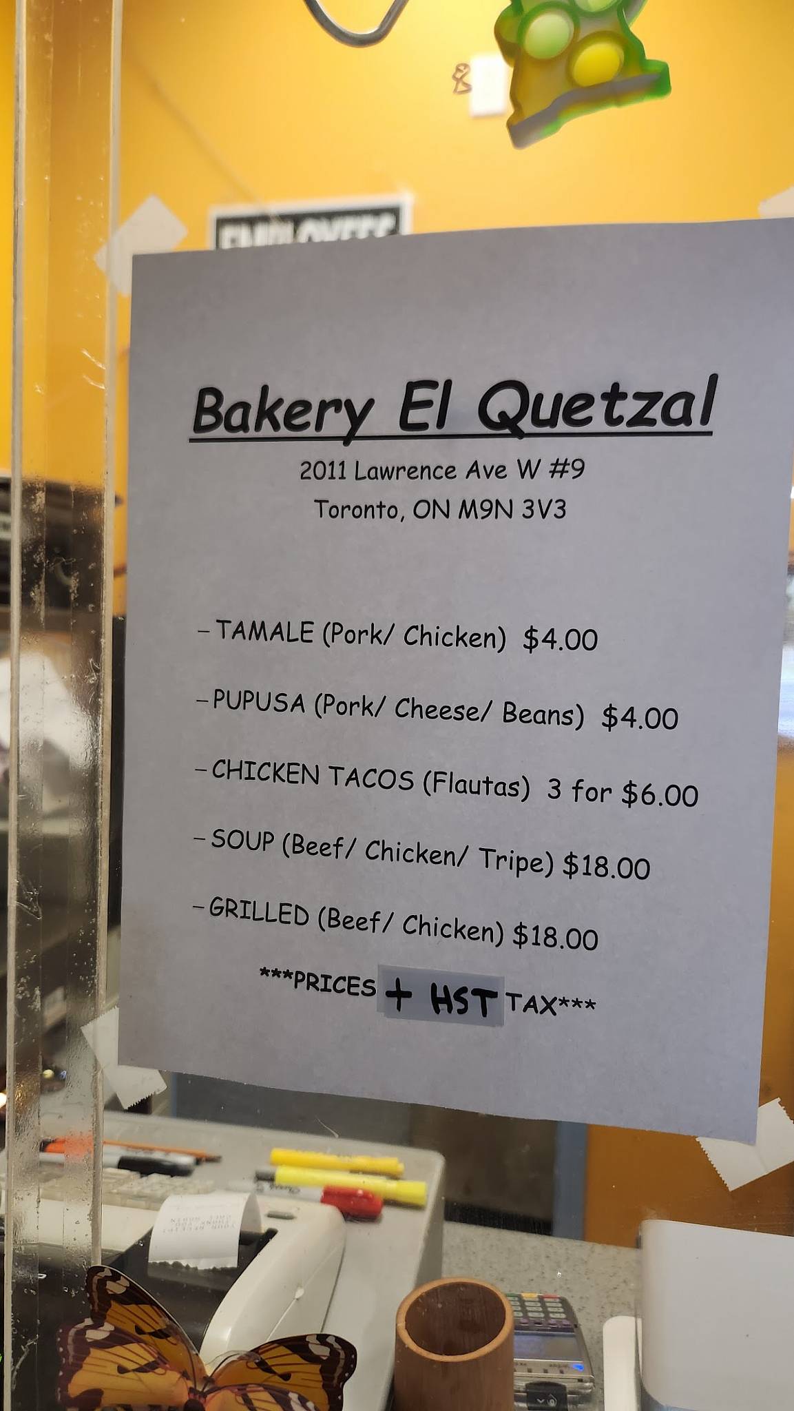 Carta de Bakery El Quetzal, Toronto