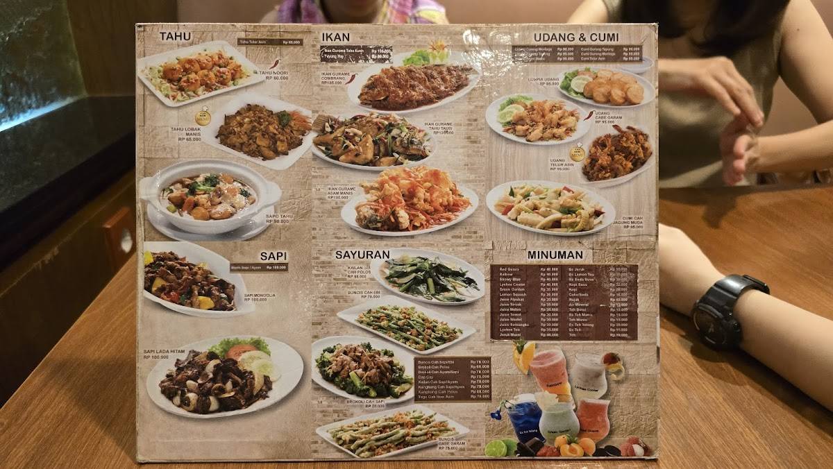 Menu at Bakmi Toko Tiga restaurant, Jakarta, Jl. K.H. Wahid Hasyim No.63 1