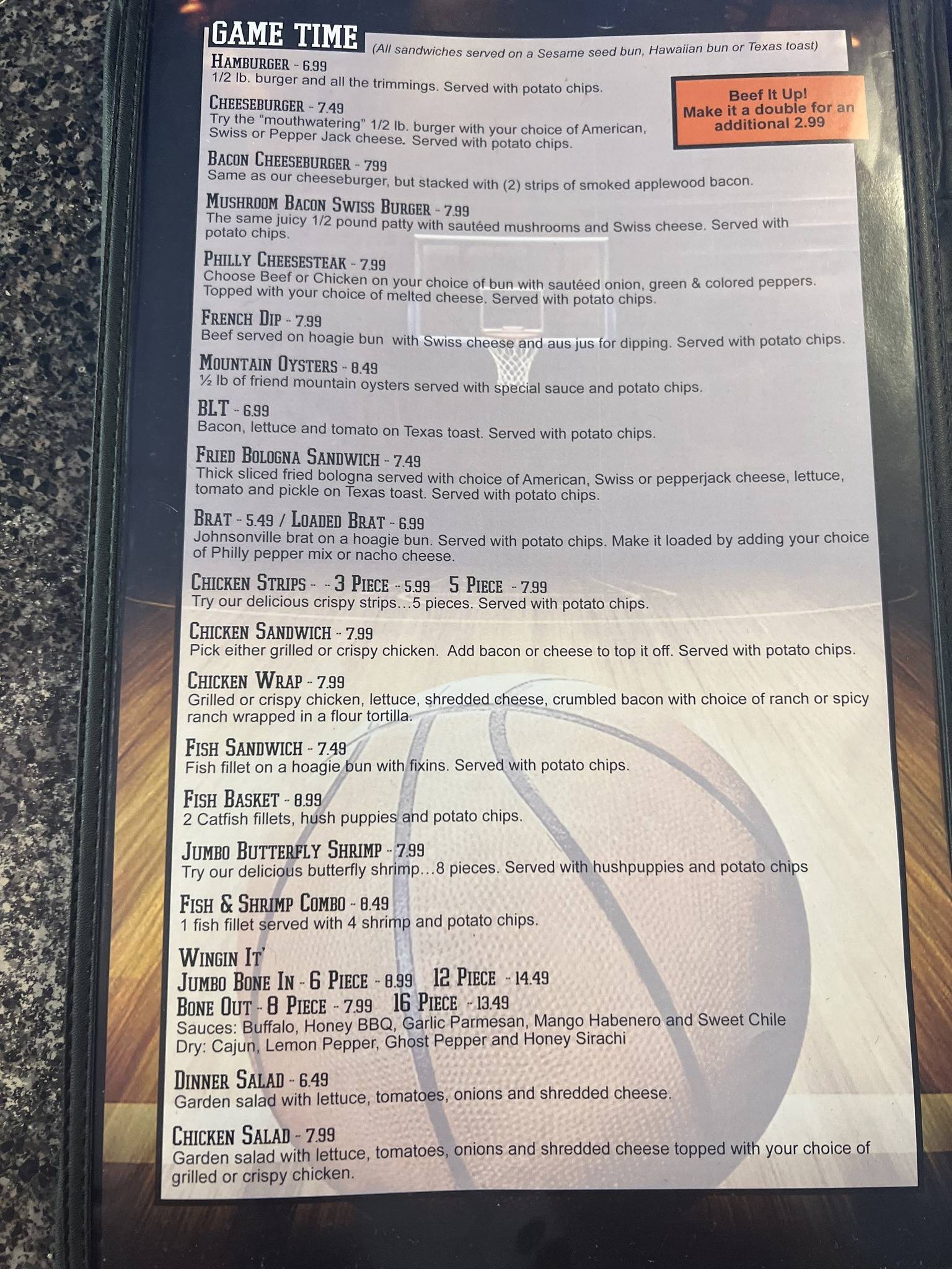 Menu at Ballers Sports Bar and Grill, Parsons