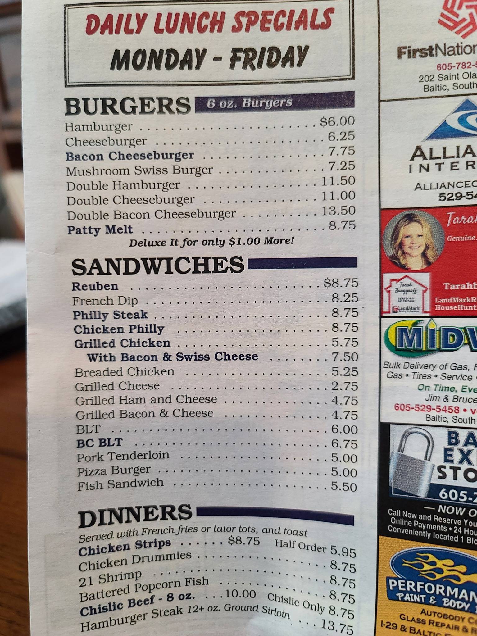 Menu at Baltic Corner pub & bar, Baltic
