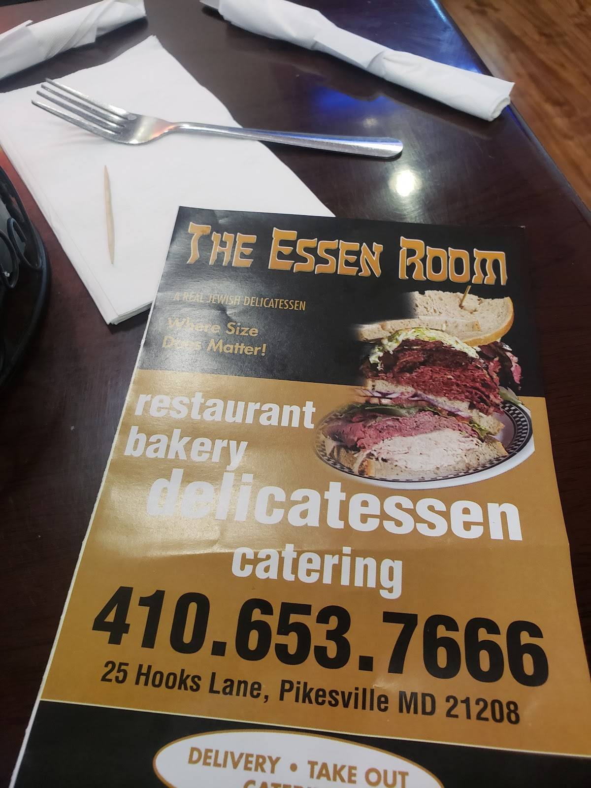 Menu at The Essen Room restaurant, Pikesville