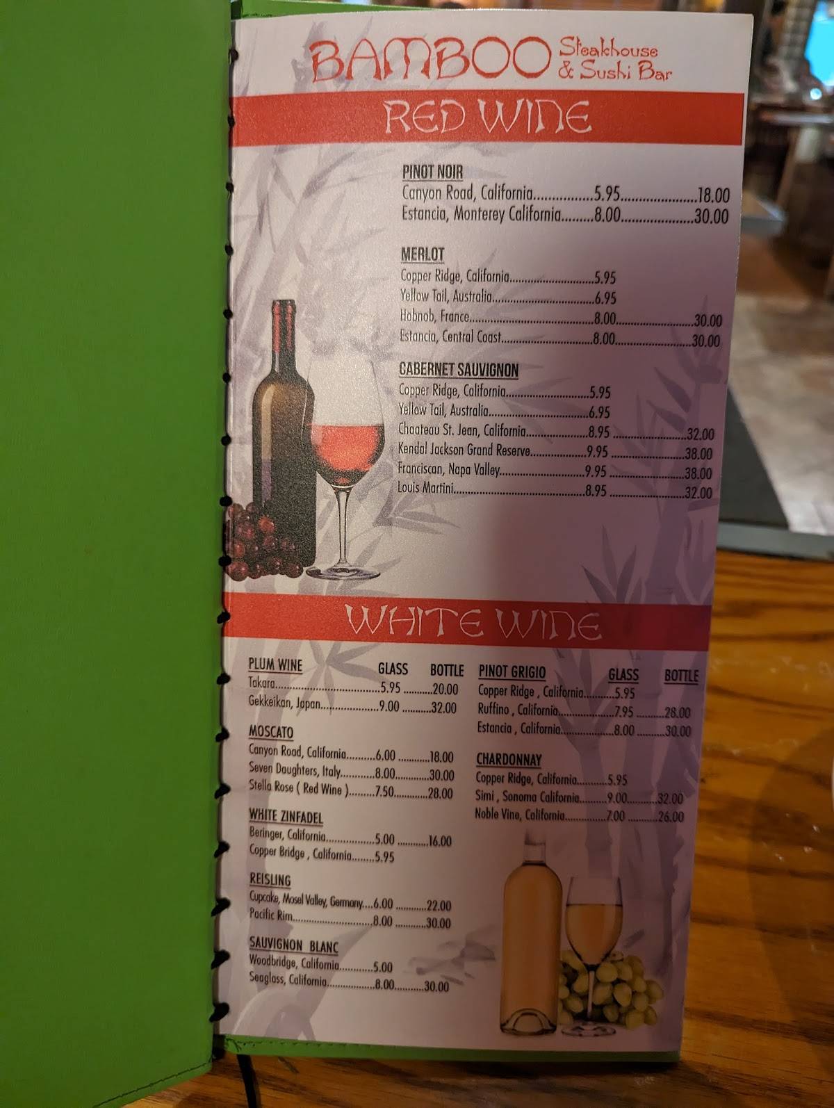 Menu at Bamboo Steakhouse & Sushi Bar, Mobile