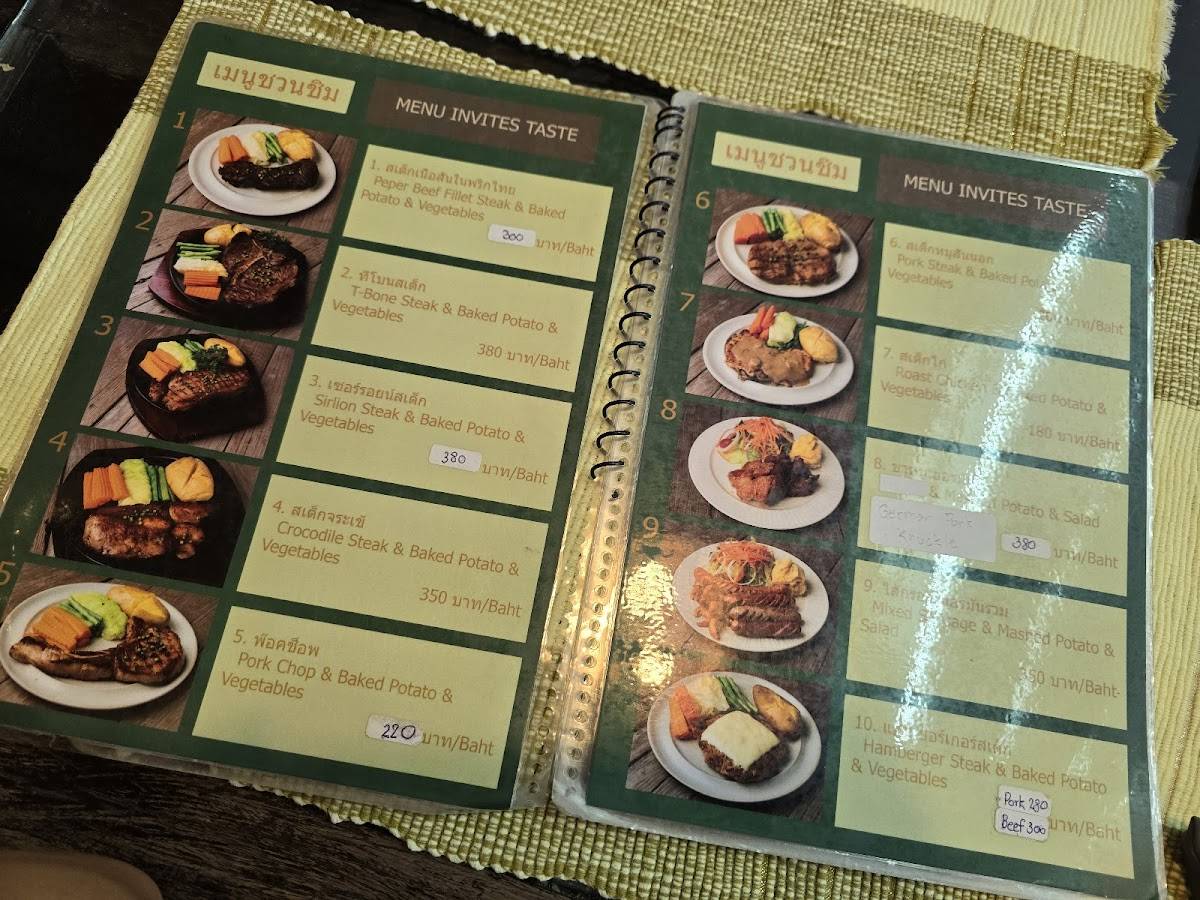 Menu at Ban Rai Steak House restaurant, Chiang Mai