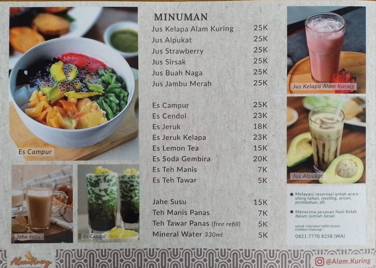 Menu at Resto Alam Kuring restaurant, Bandar Lampung